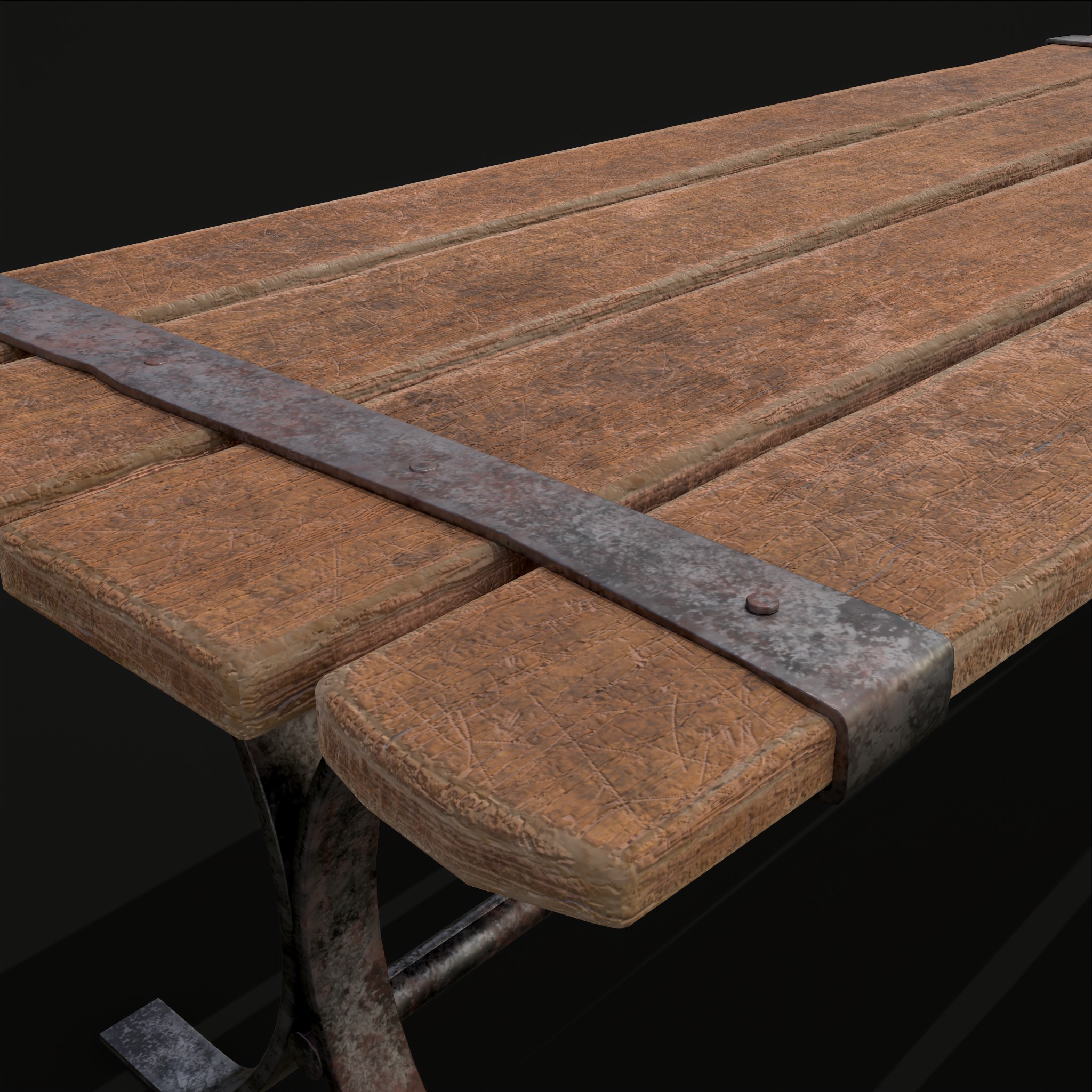 Rustic Worn Iron Wooden Table - 3D Model by Get Dead Entertainment