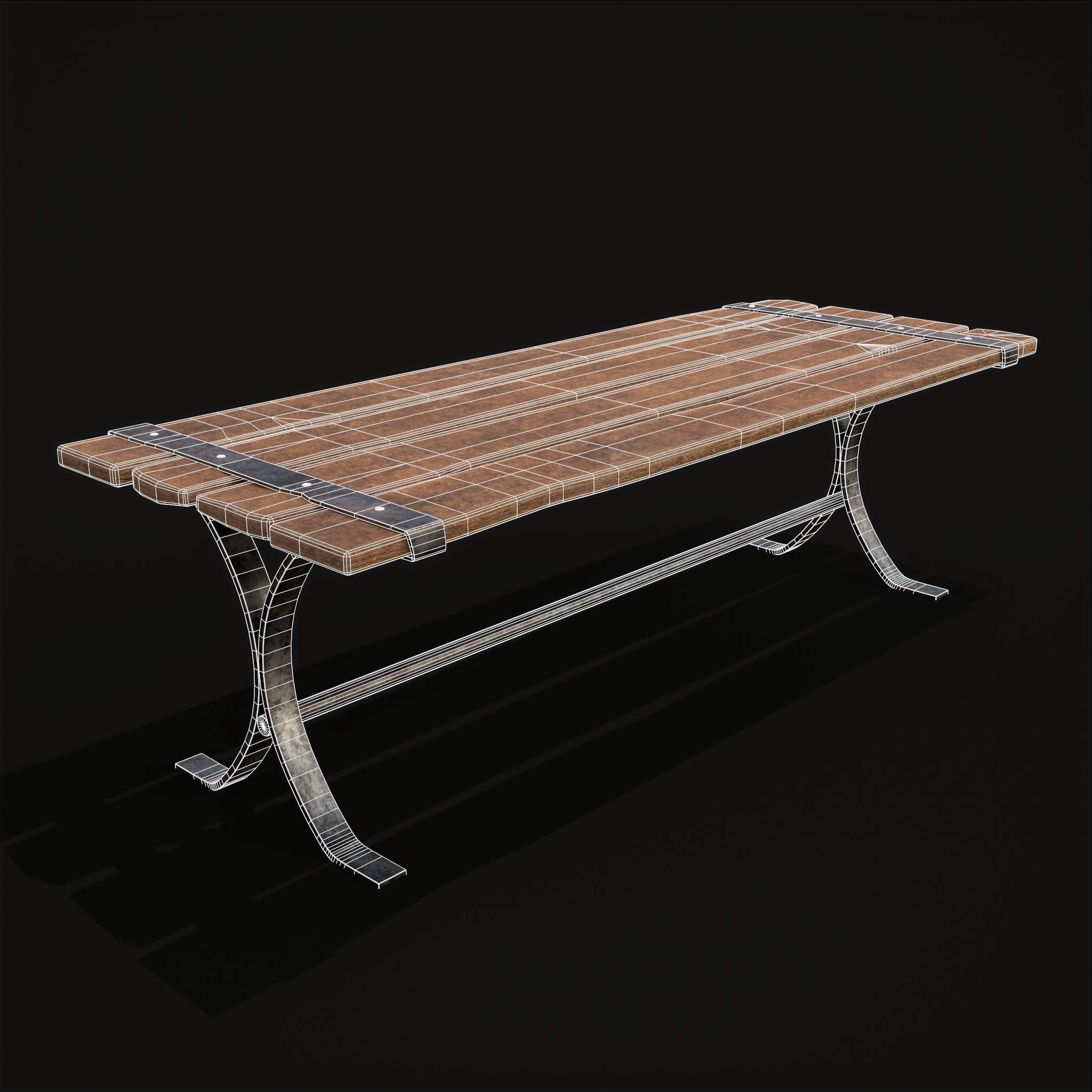 Rustic Worn Iron Wooden Table - 3D Model by Get Dead Entertainment