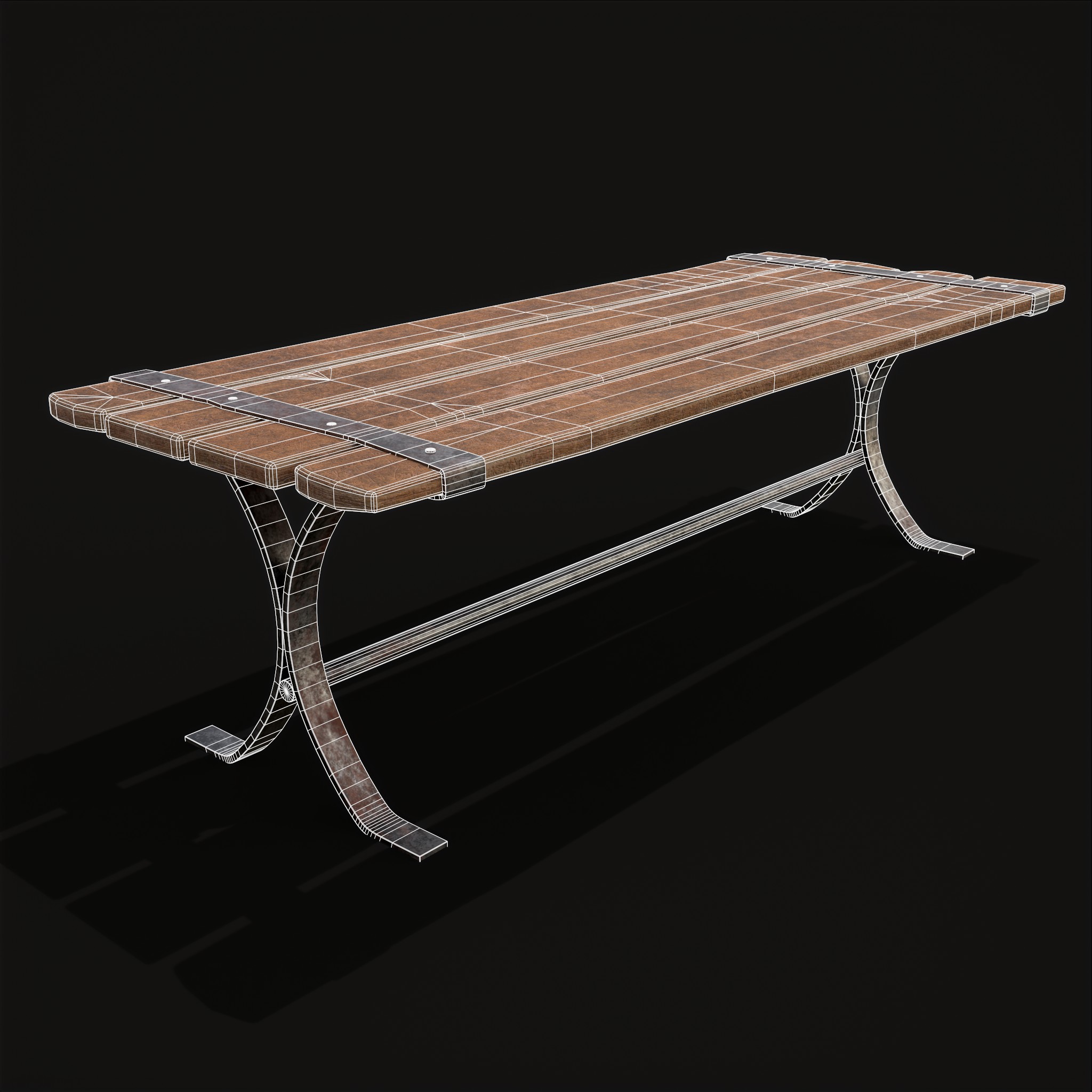 Rustic Worn Iron Wooden Table - 3D Model by Get Dead Entertainment
