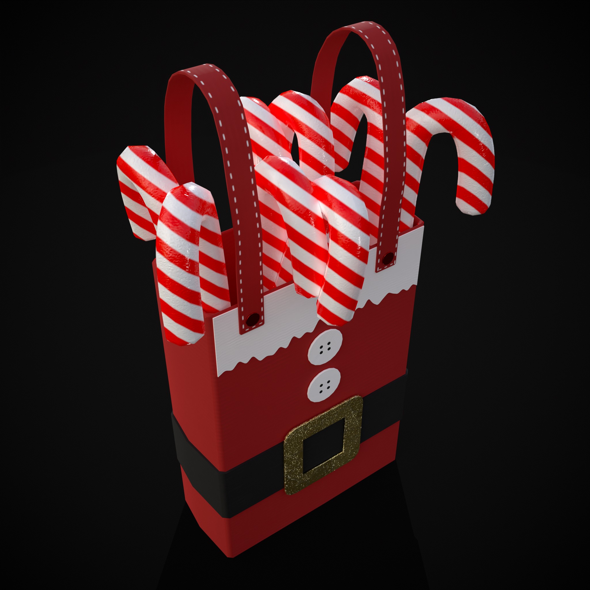 Santa Candy Cane Christmas Bag - 3D Model by Get Dead Entertainment
