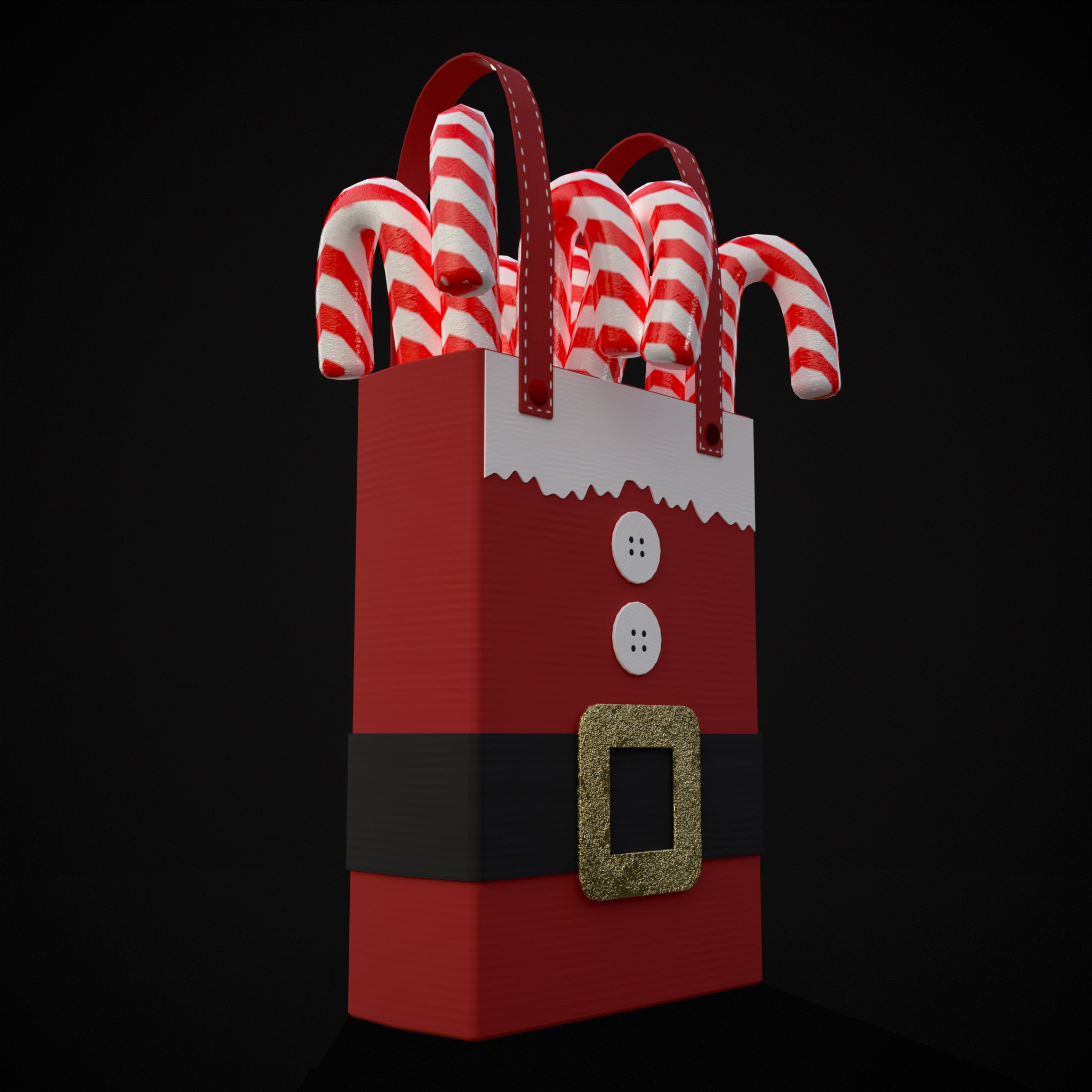 Santa Candy Cane Christmas Bag - 3D Model by Get Dead Entertainment