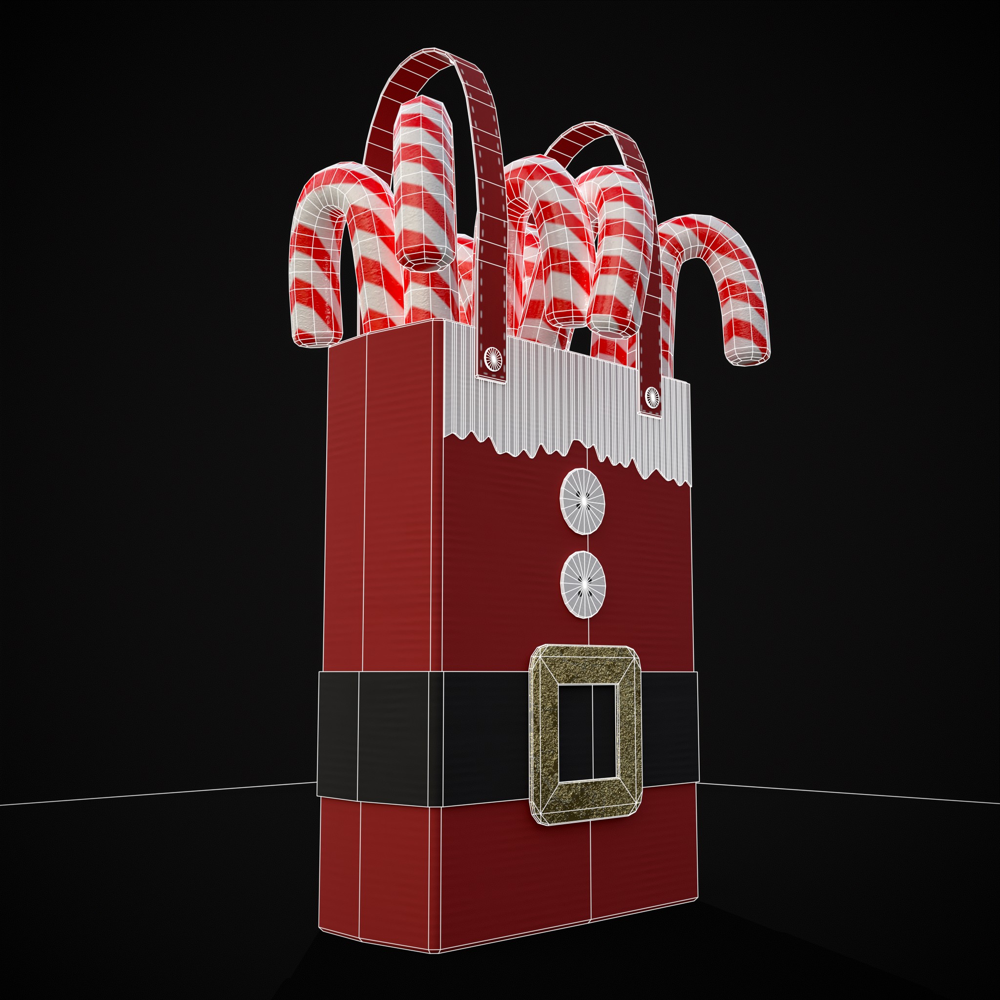 Santa Candy Cane Christmas Bag - 3D Model by Get Dead Entertainment
