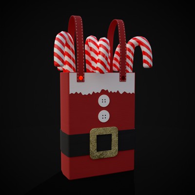 Santa Candy Cane Christmas Bag - 3D Model by Get Dead Entertainment