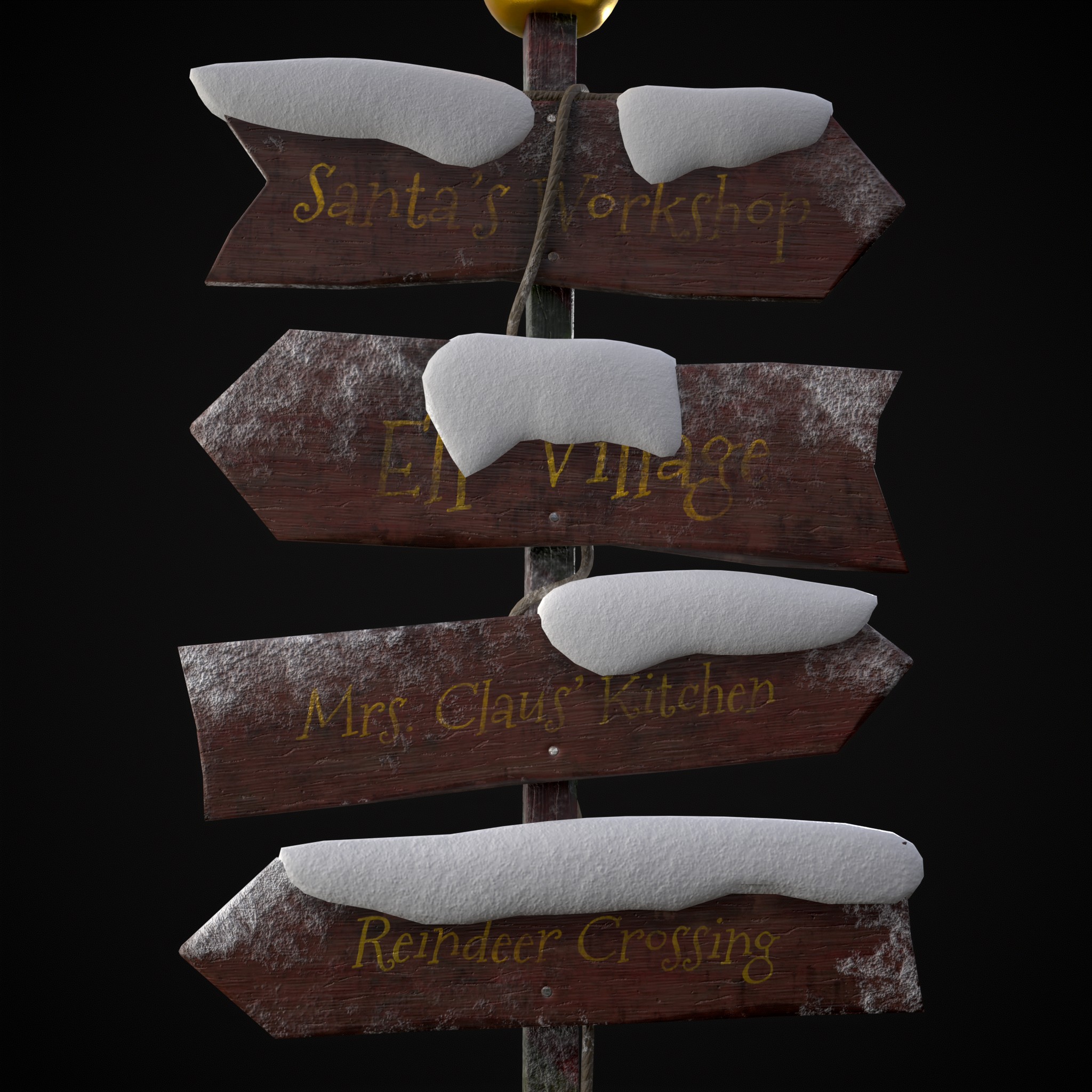 Santas Village Directional Post - 3D Model by Get Dead Entertainment