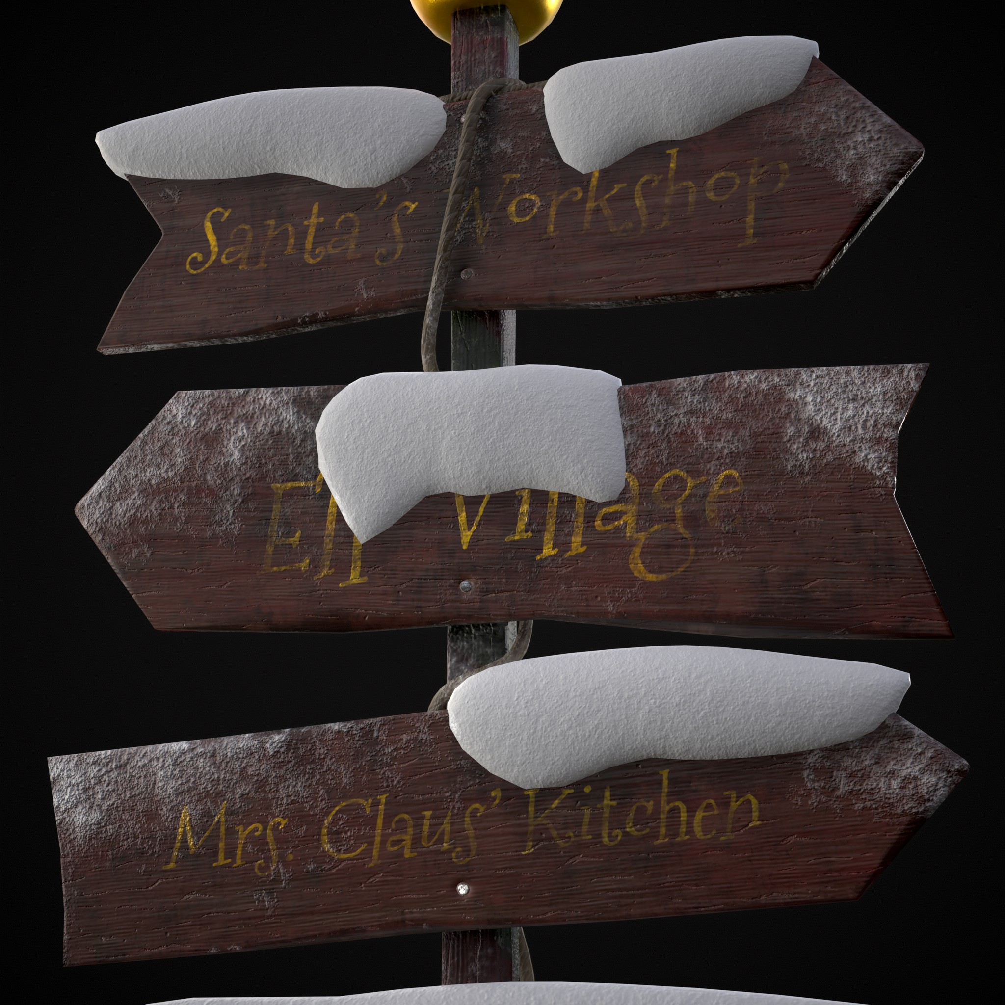 Santas Village Directional Post - 3D Model by Get Dead Entertainment