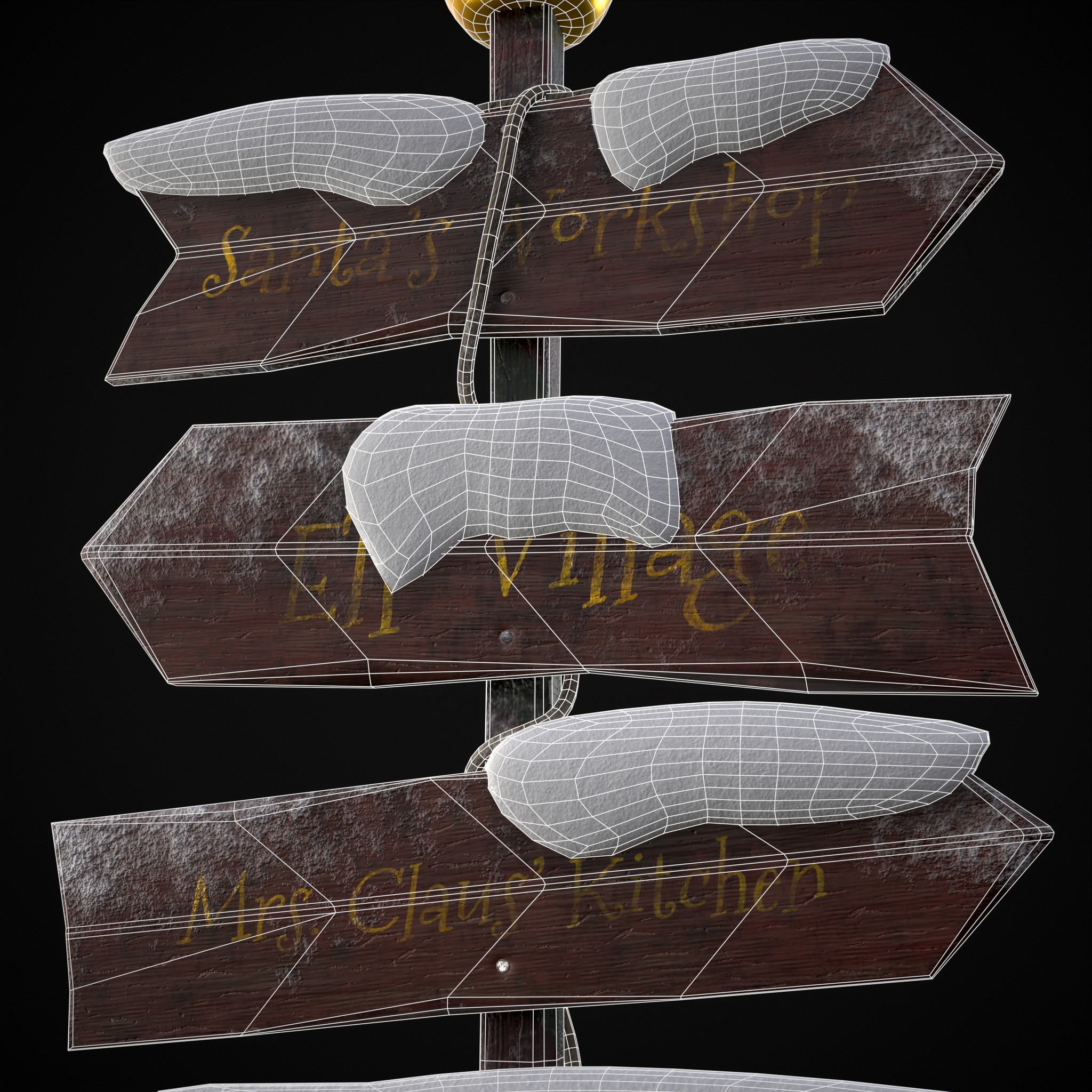 Santas Village Directional Post - 3D Model by Get Dead Entertainment