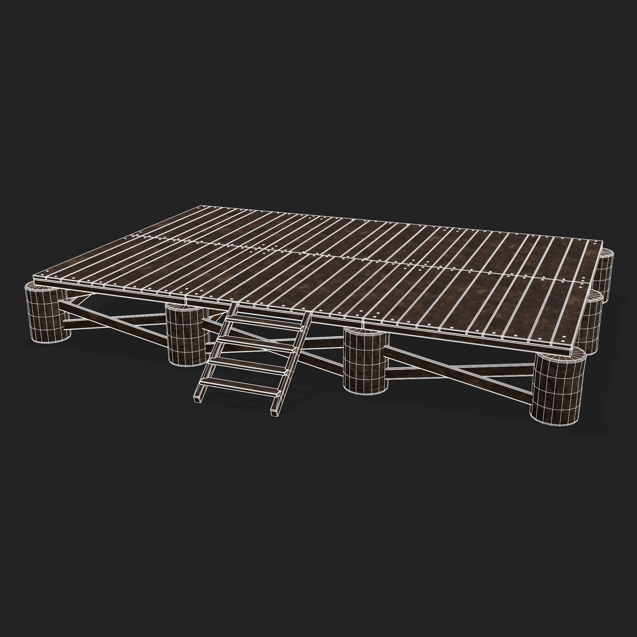 Short Rustic Wide Stage - 3D Model by Get Dead Entertainment