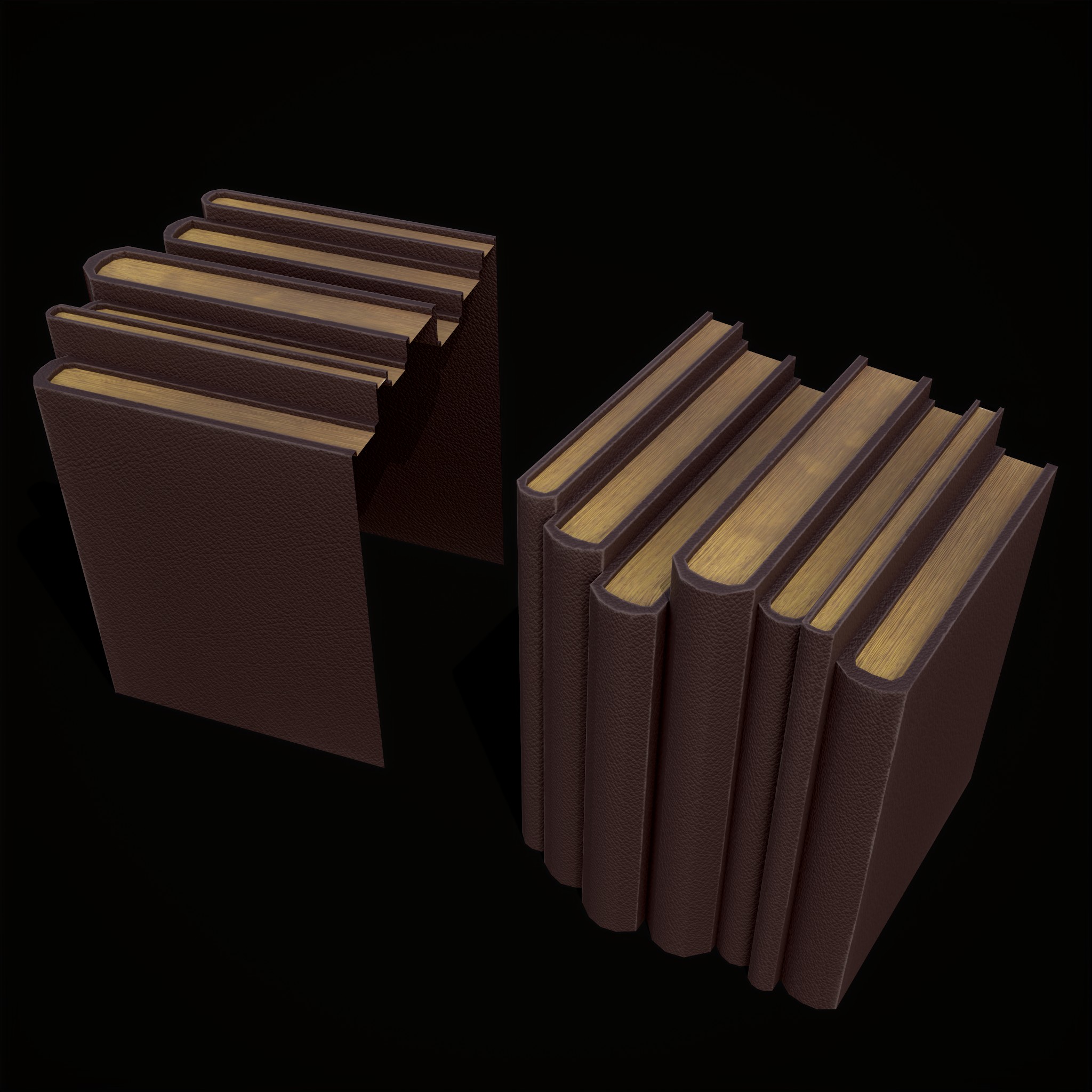 Simple Brown Leather Books - 3D Model by Get Dead Entertainment
