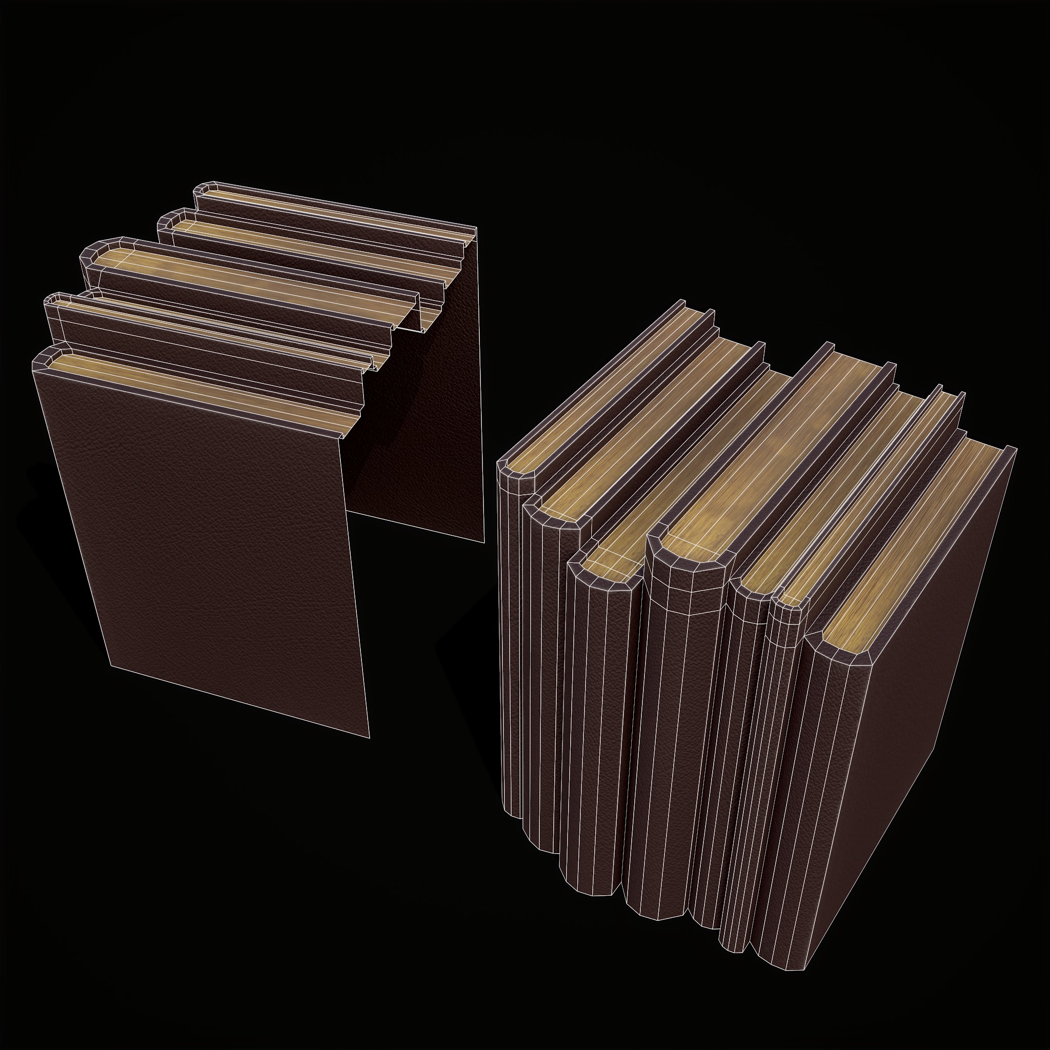 Simple Brown Leather Books - 3D Model by Get Dead Entertainment