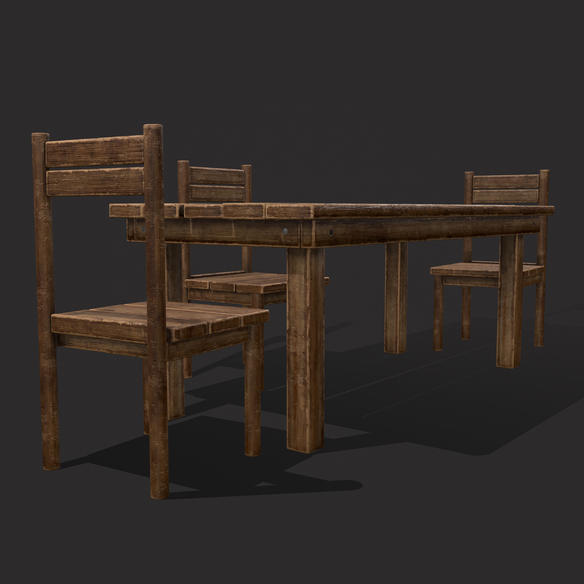 Simple Wooden Table and Chairs - 3D Model by Get Dead Entertainment