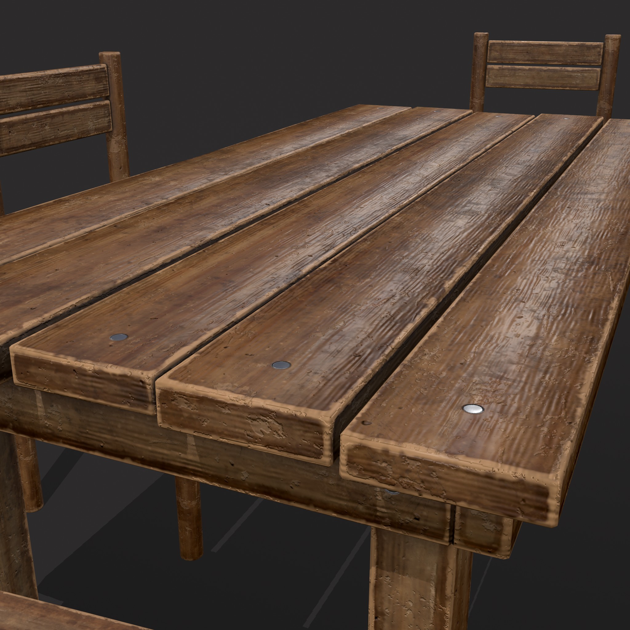 Simple Wooden Table and Chairs - 3D Model by Get Dead Entertainment