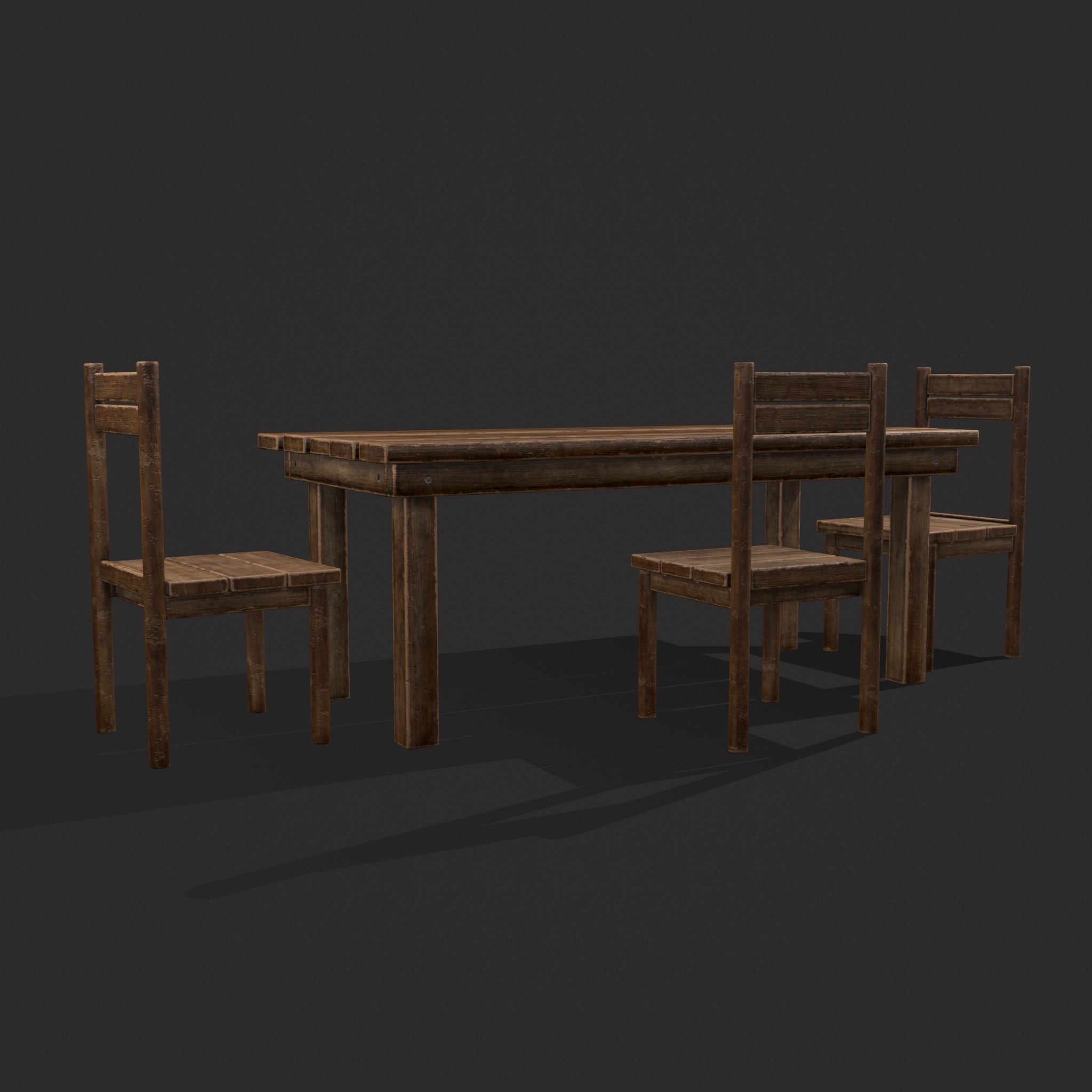 Simple Wooden Table and Chairs - 3D Model by Get Dead Entertainment