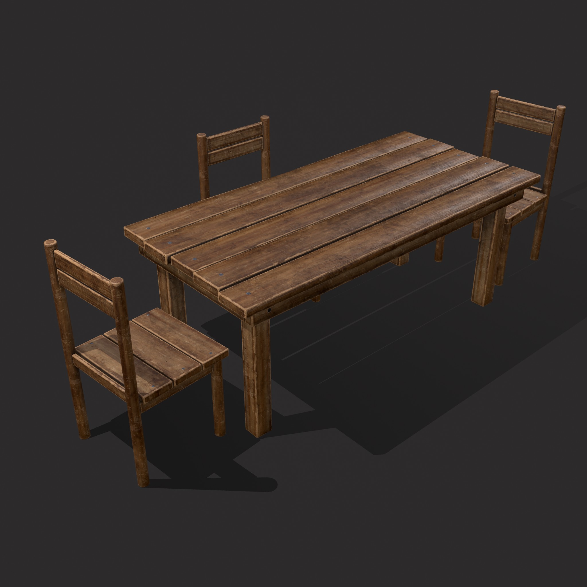 Simple Wooden Table and Chairs - 3D Model by Get Dead Entertainment