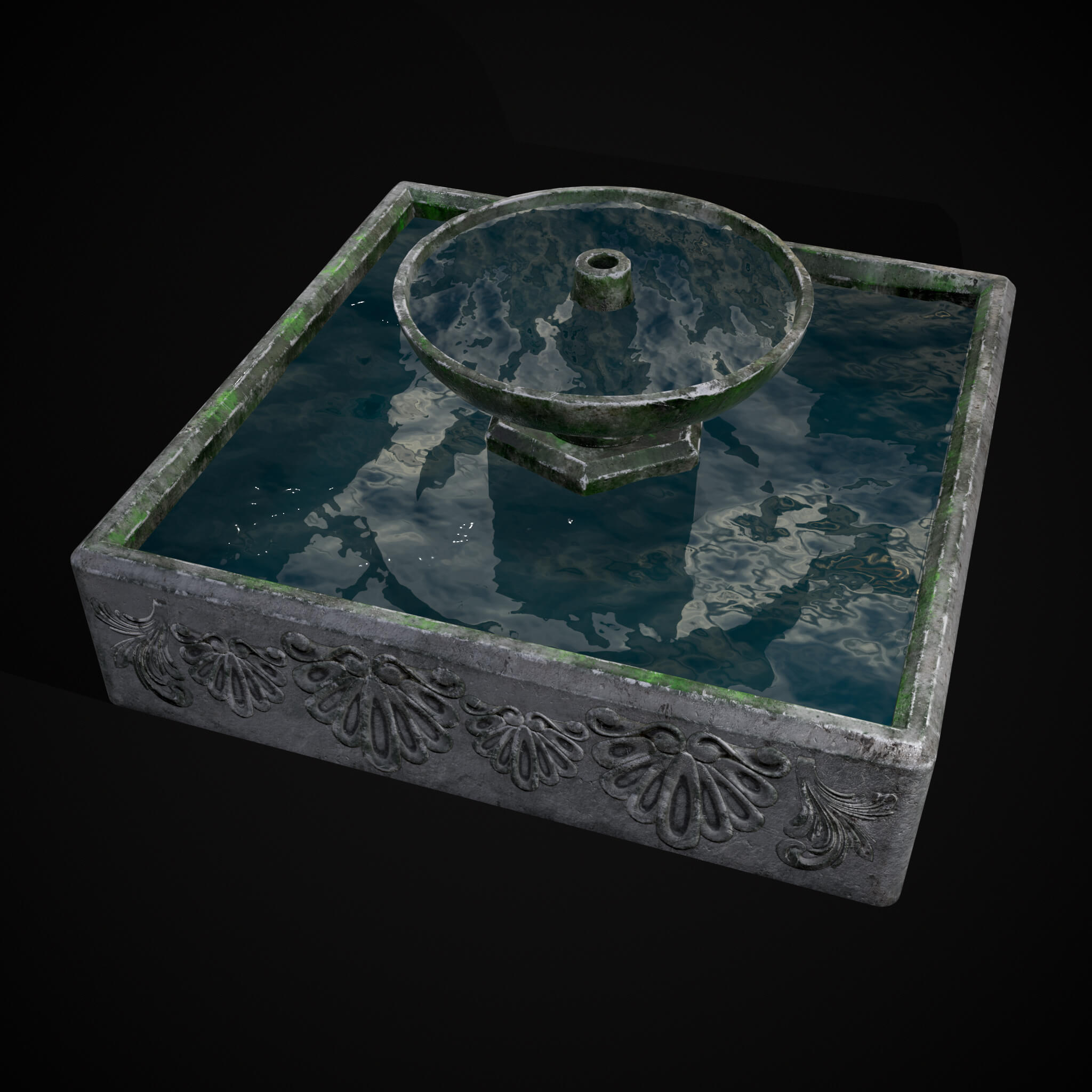 Square Garden Fountain - 3D Model by Get Dead Entertainment