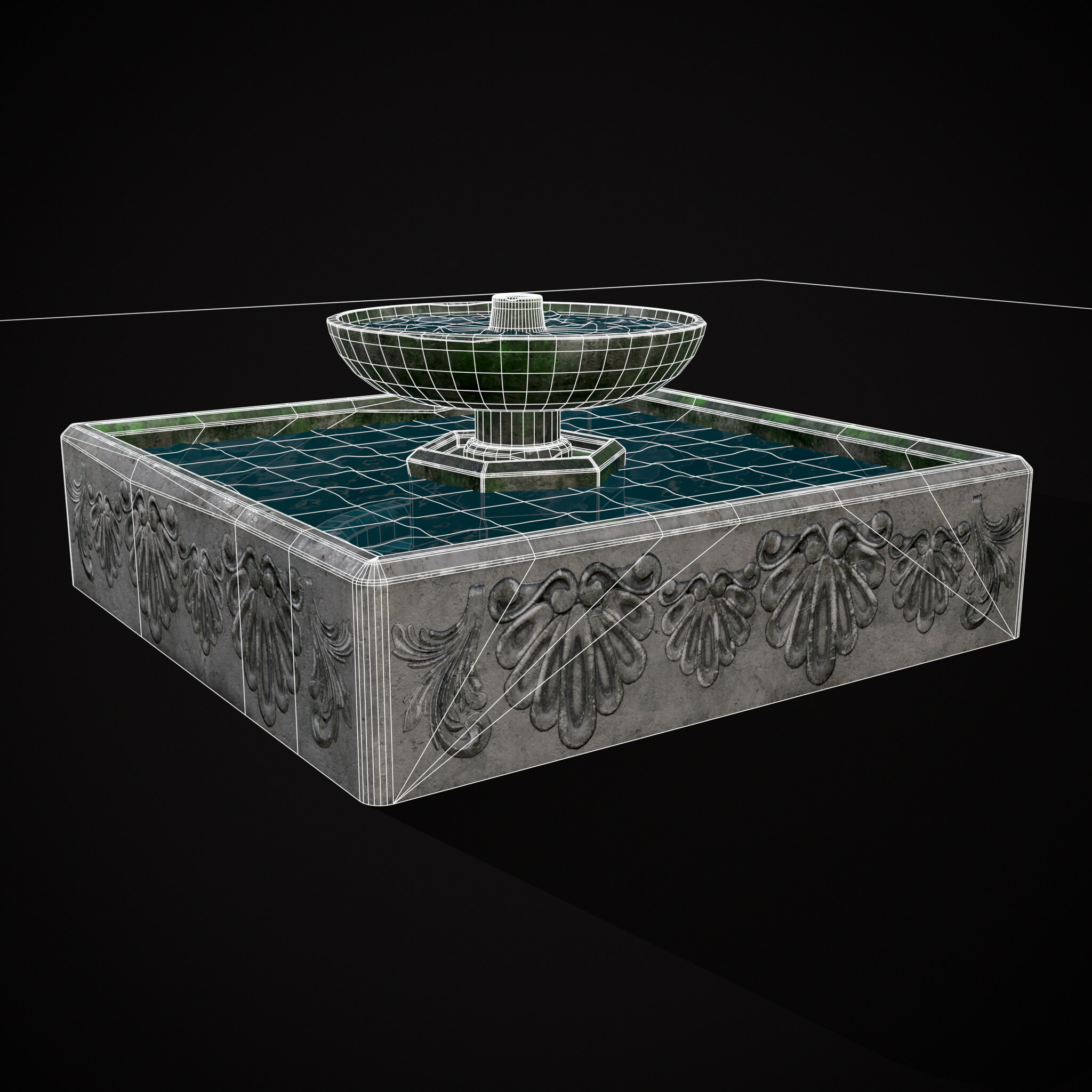Square Garden Fountain - 3D Model by Get Dead Entertainment