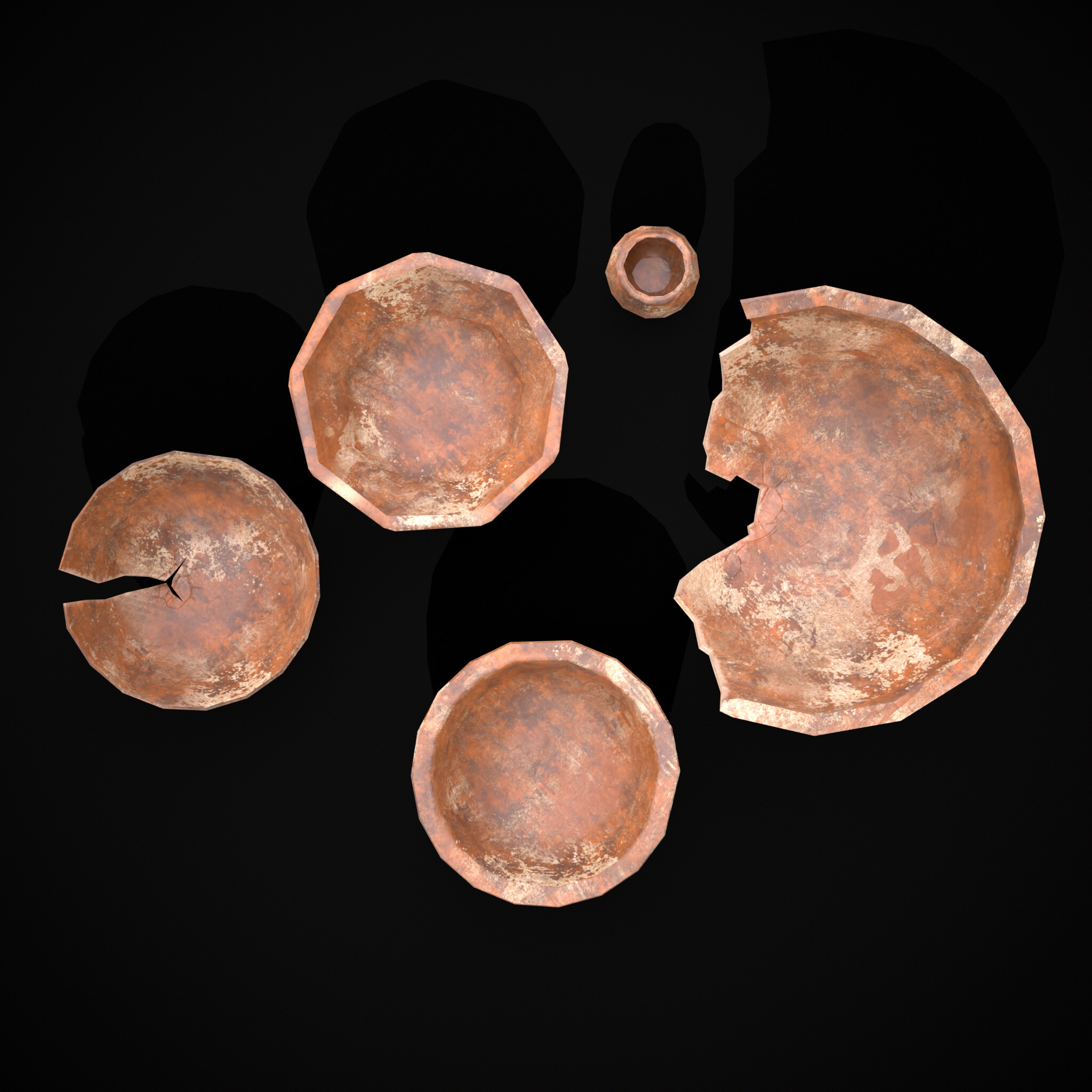 Stack of 5 Cracked Clay Bowls - 3D Model by Get Dead Entertainment