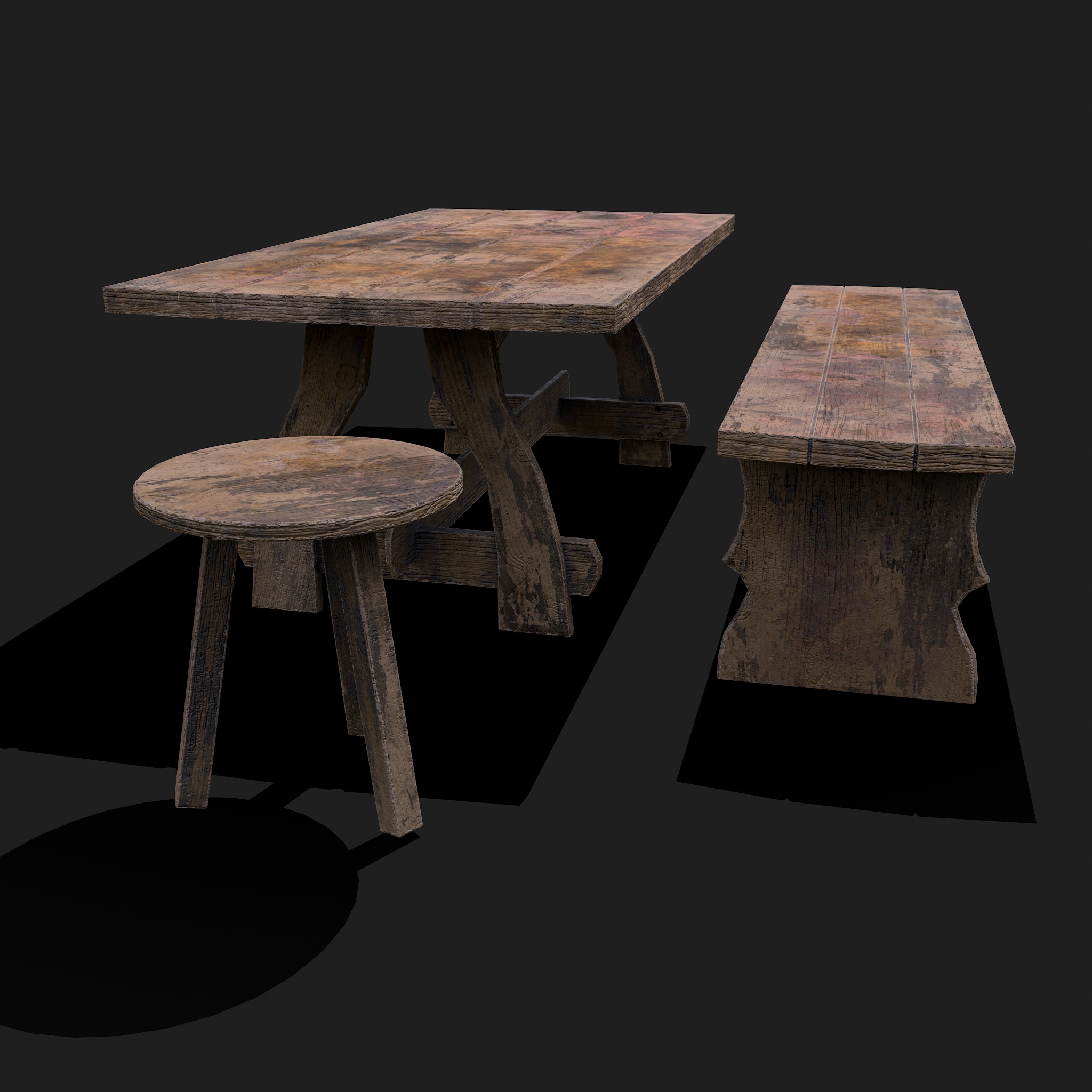 Table and Benches - 3D Model by Get Dead Entertainment