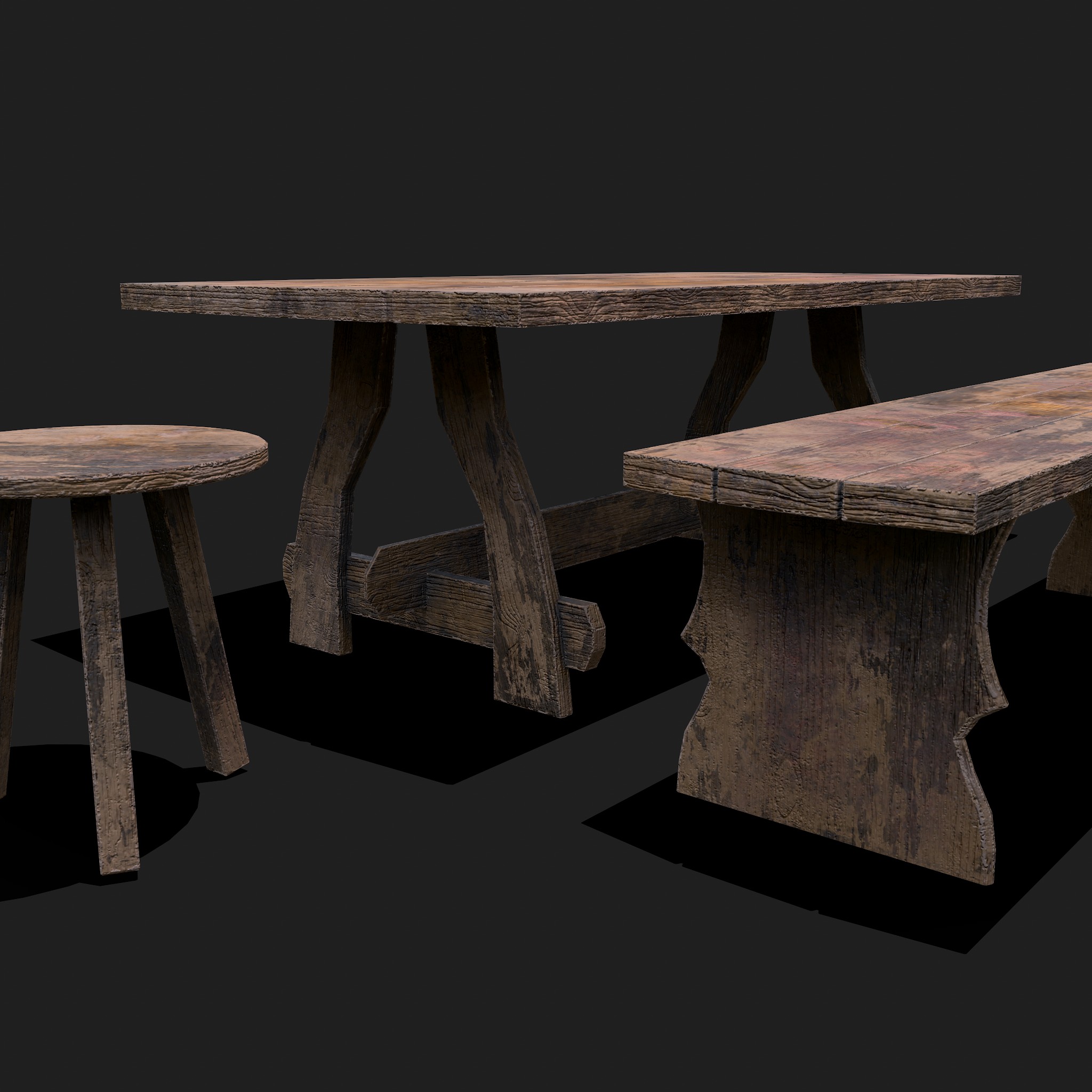 Table and Benches - 3D Model by Get Dead Entertainment