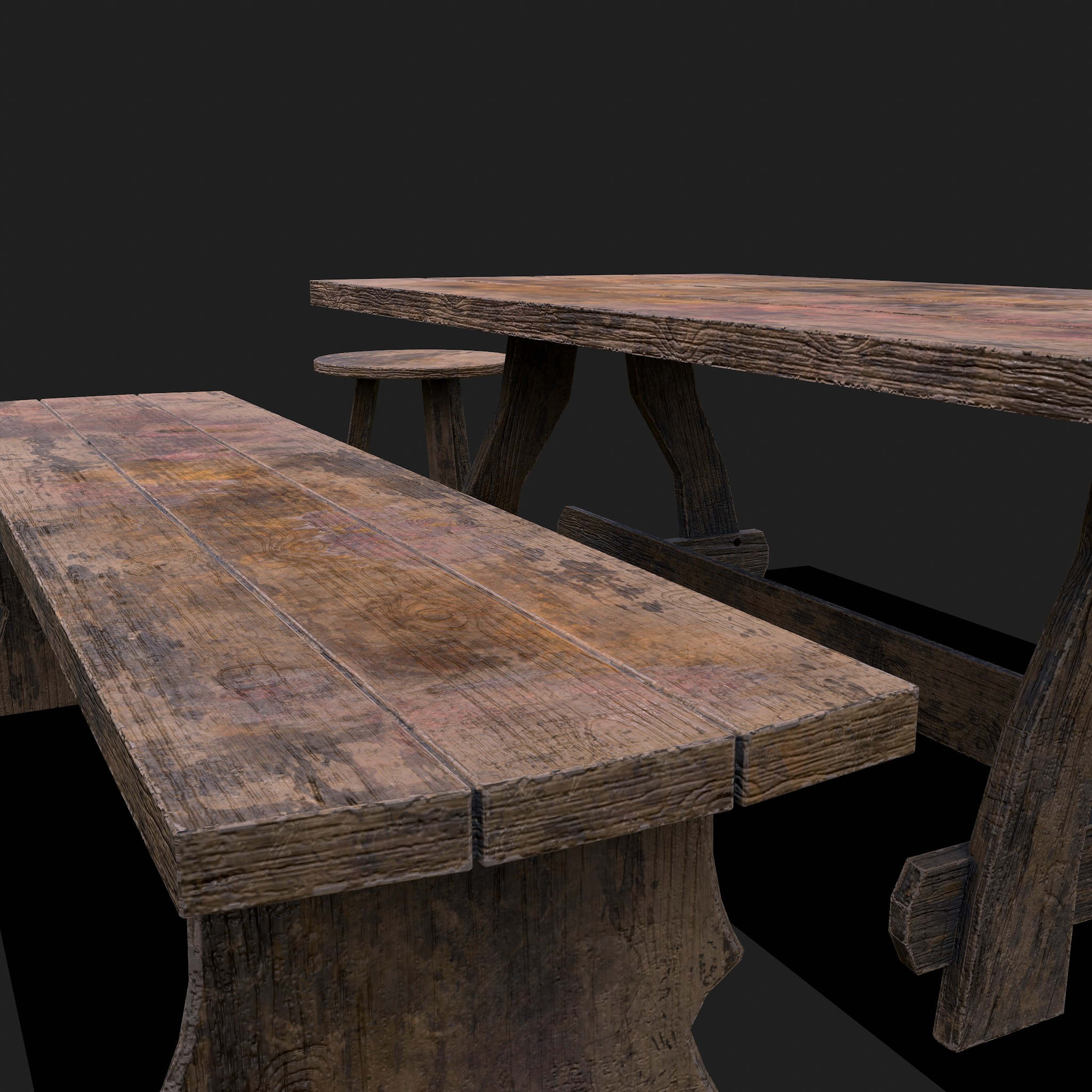 Table and Benches - 3D Model by Get Dead Entertainment