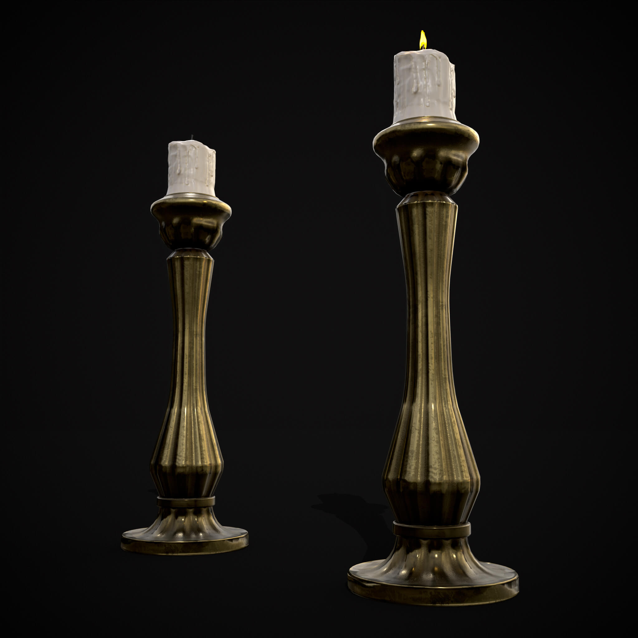 Tall Brass Chamberstick - 3D Model by Get Dead Entertainment