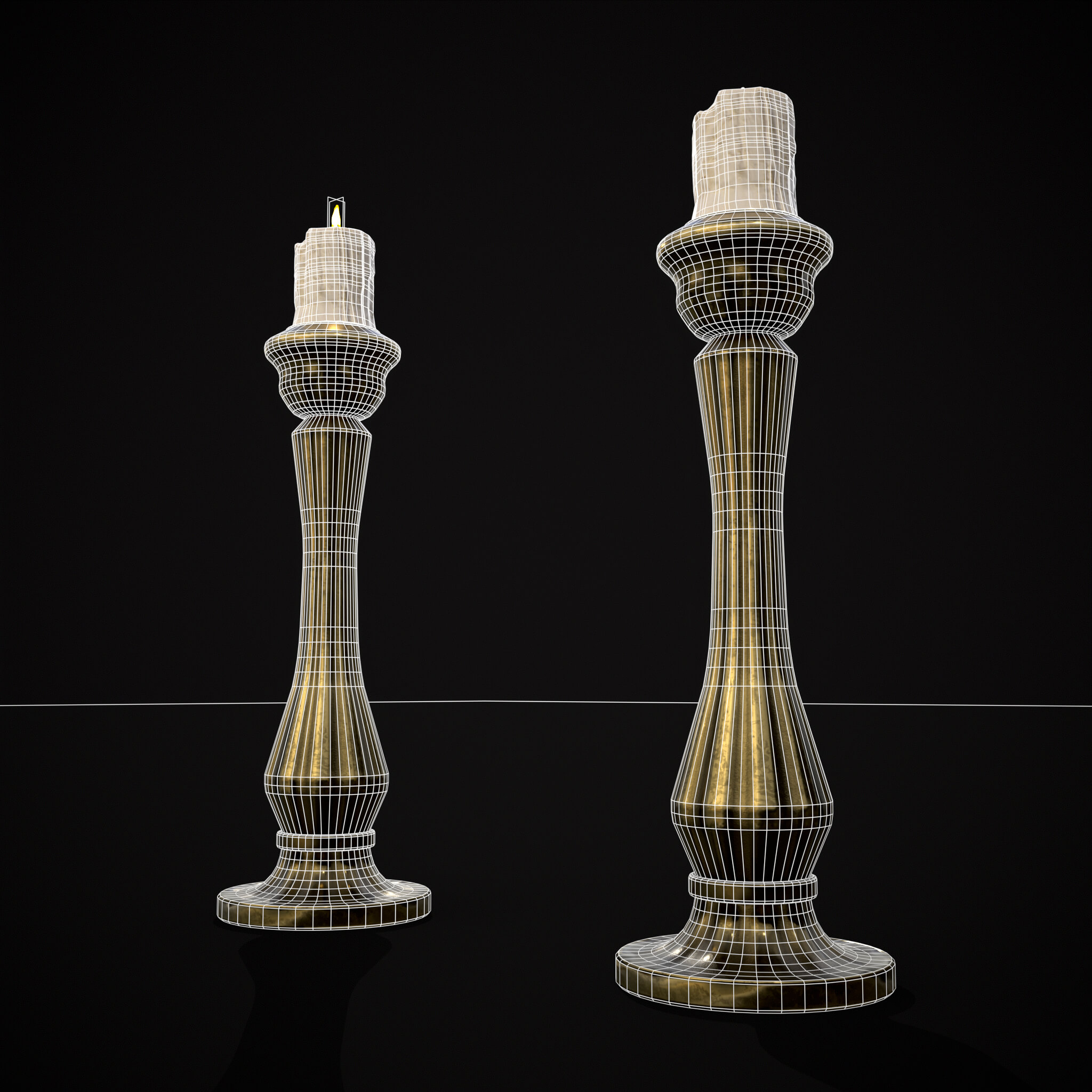 Tall Brass Chamberstick - 3D Model by Get Dead Entertainment