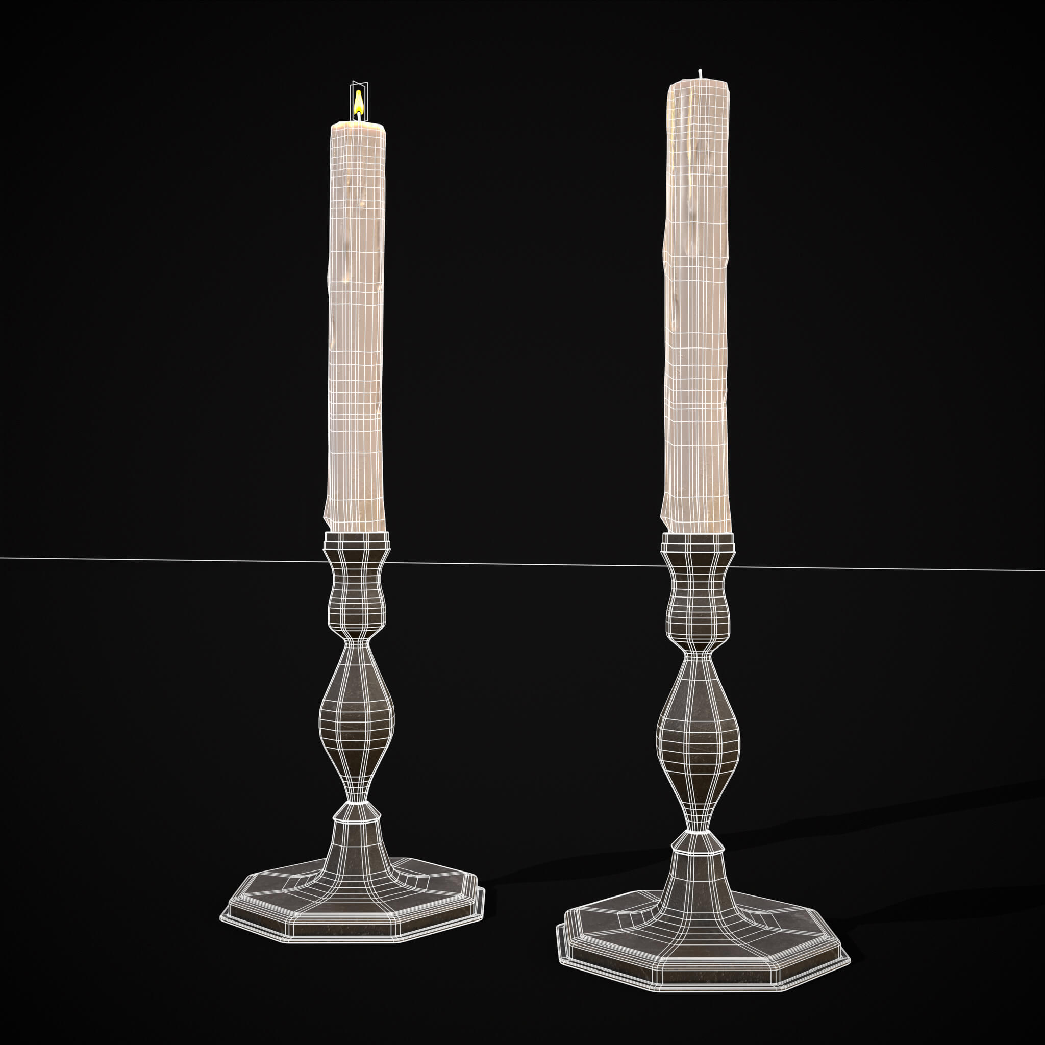 Tall Octagonal Candle Stick - 3D Model by Get Dead Entertainment