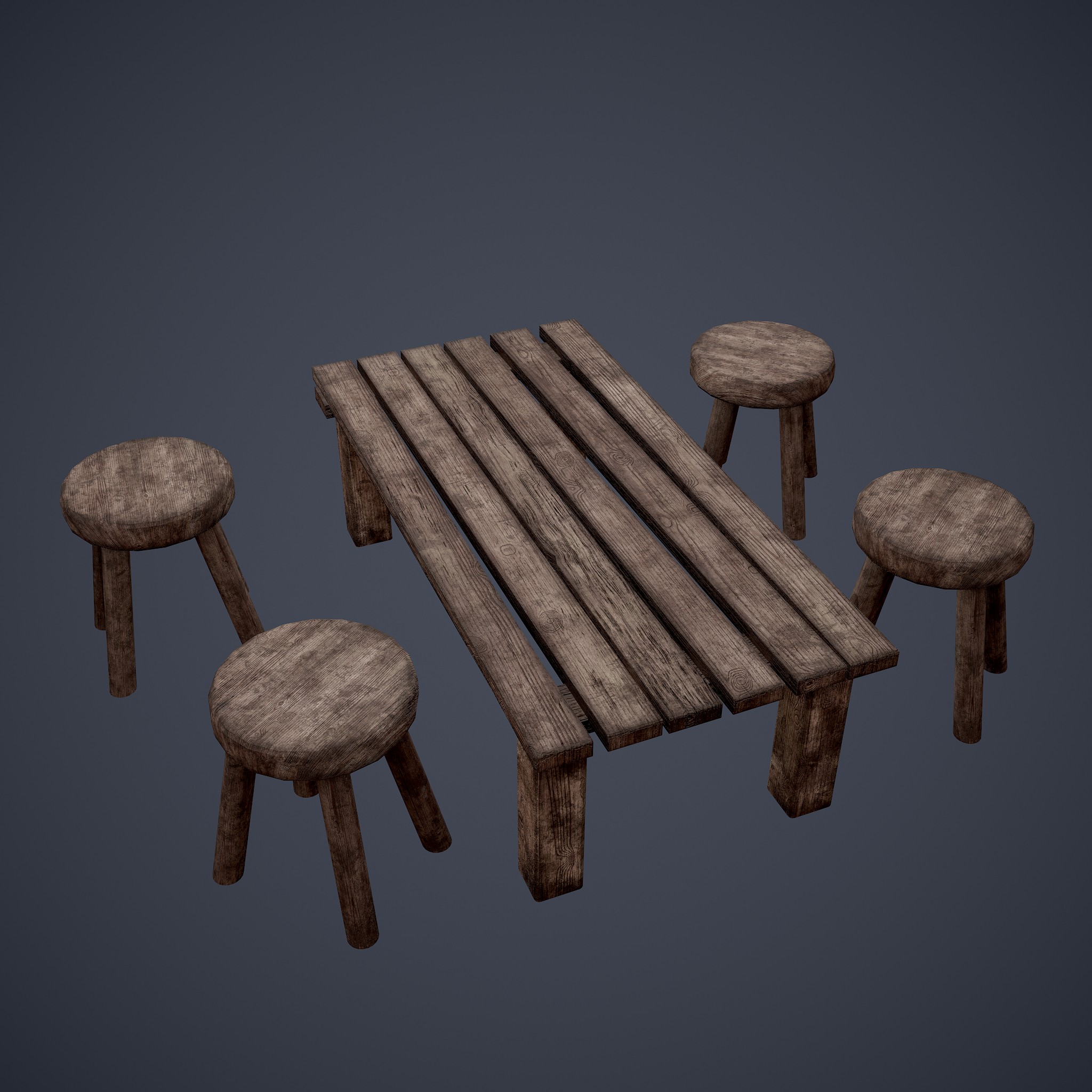 Tavern Table and Stools - 3D Model by Get Dead Entertainment