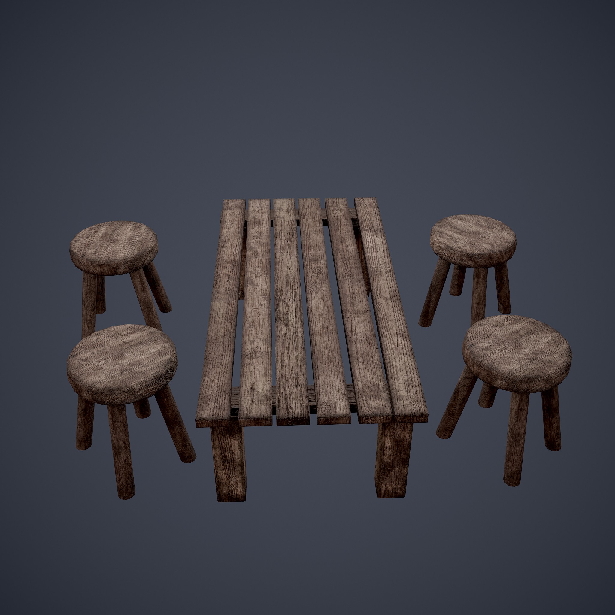 Tavern Table and Stools - 3D Model by Get Dead Entertainment