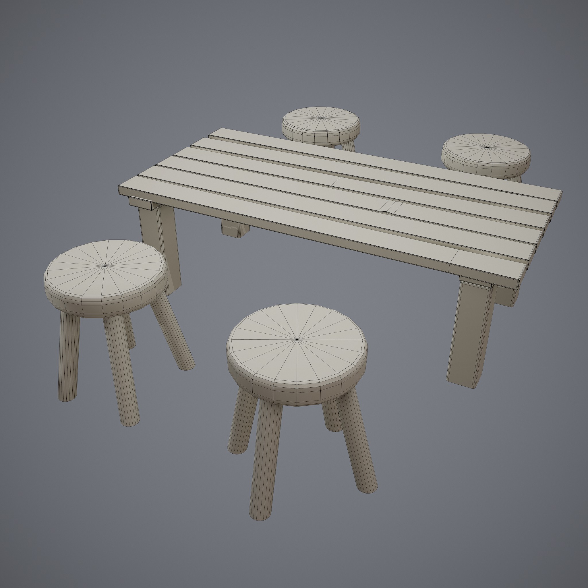 Tavern Table and Stools - 3D Model by Get Dead Entertainment
