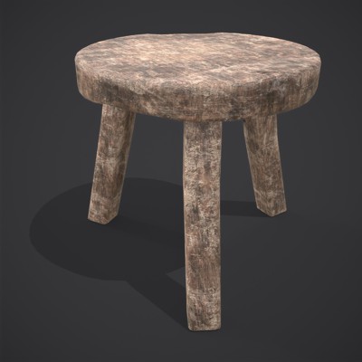 Three Legged Short Stool - 3D Model by Get Dead Entertainment