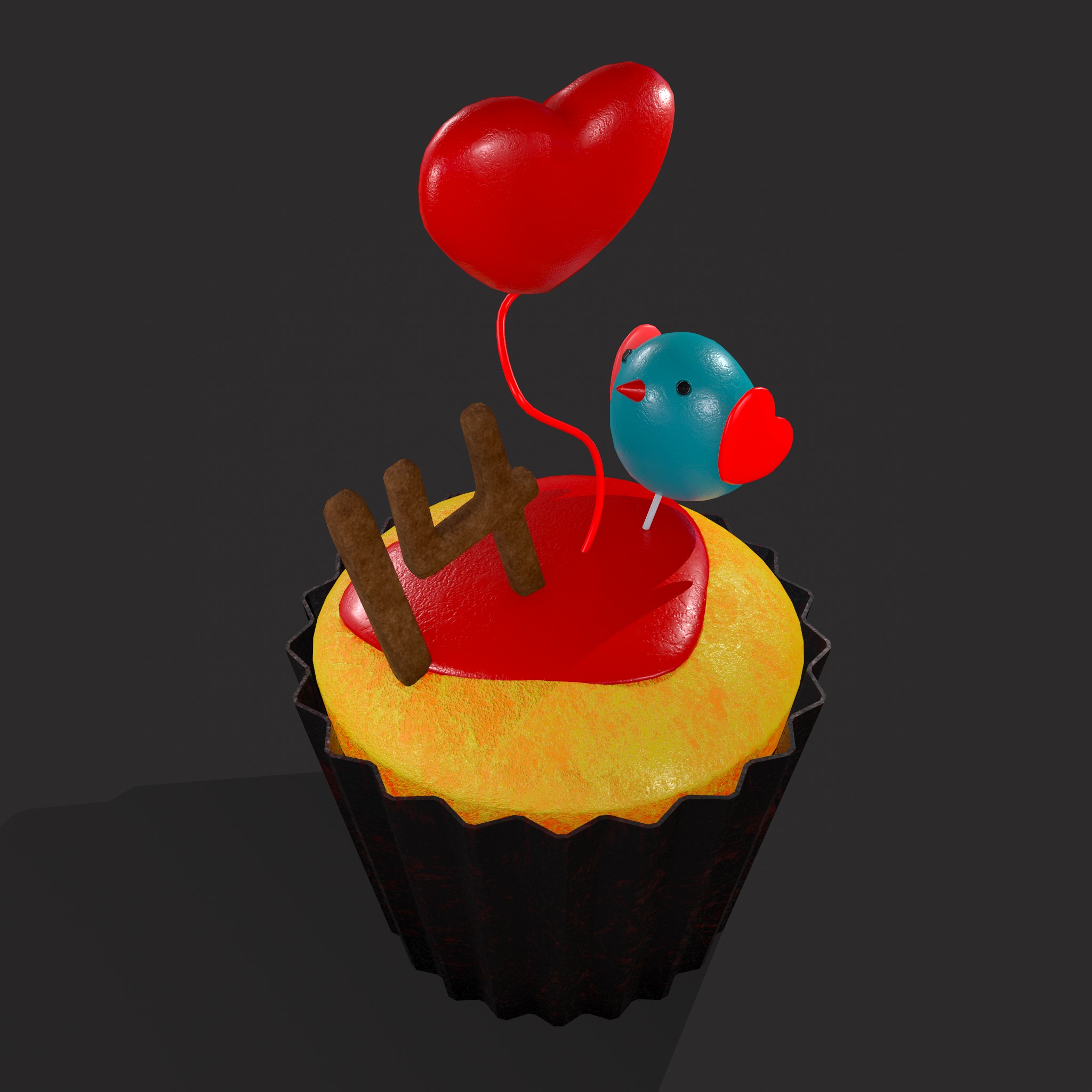 Valentines Bird Cupcake - 3D Model by Get Dead Entertainment