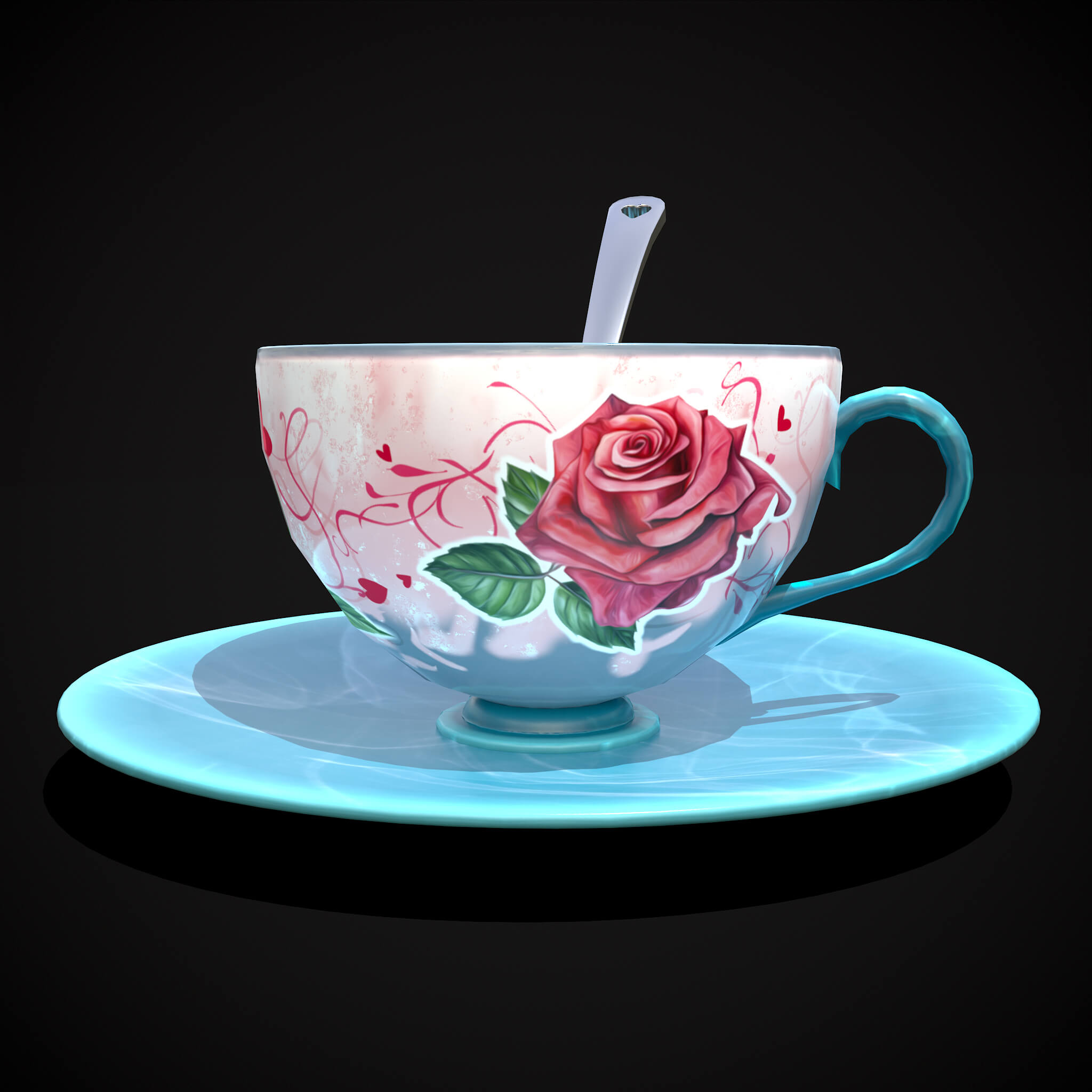Valentines Rose Tea Cup - 3D Model by Get Dead Entertainment