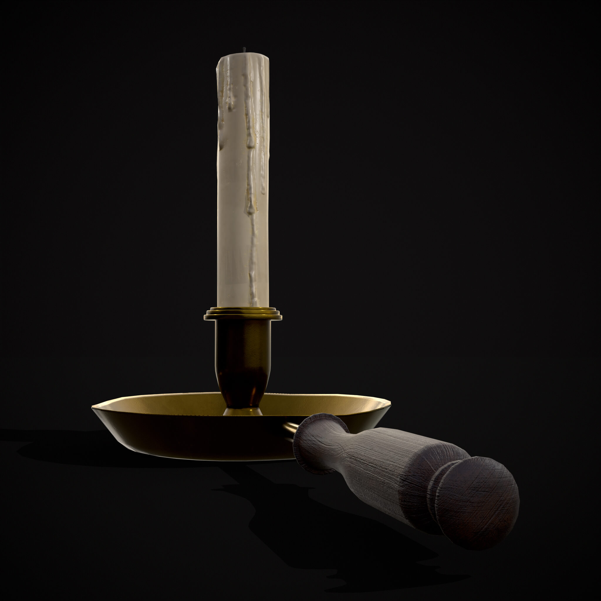 Wood Brass Chamberstick - 3D Model by Get Dead Entertainment