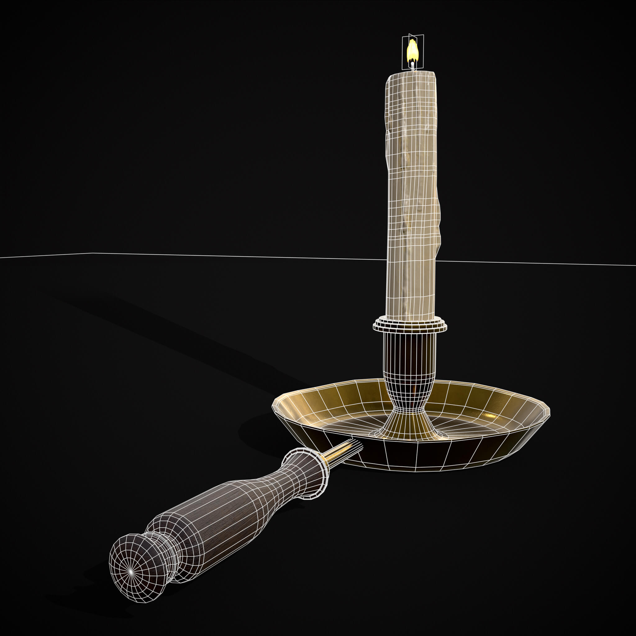Wood Brass Chamberstick - 3D Model by Get Dead Entertainment