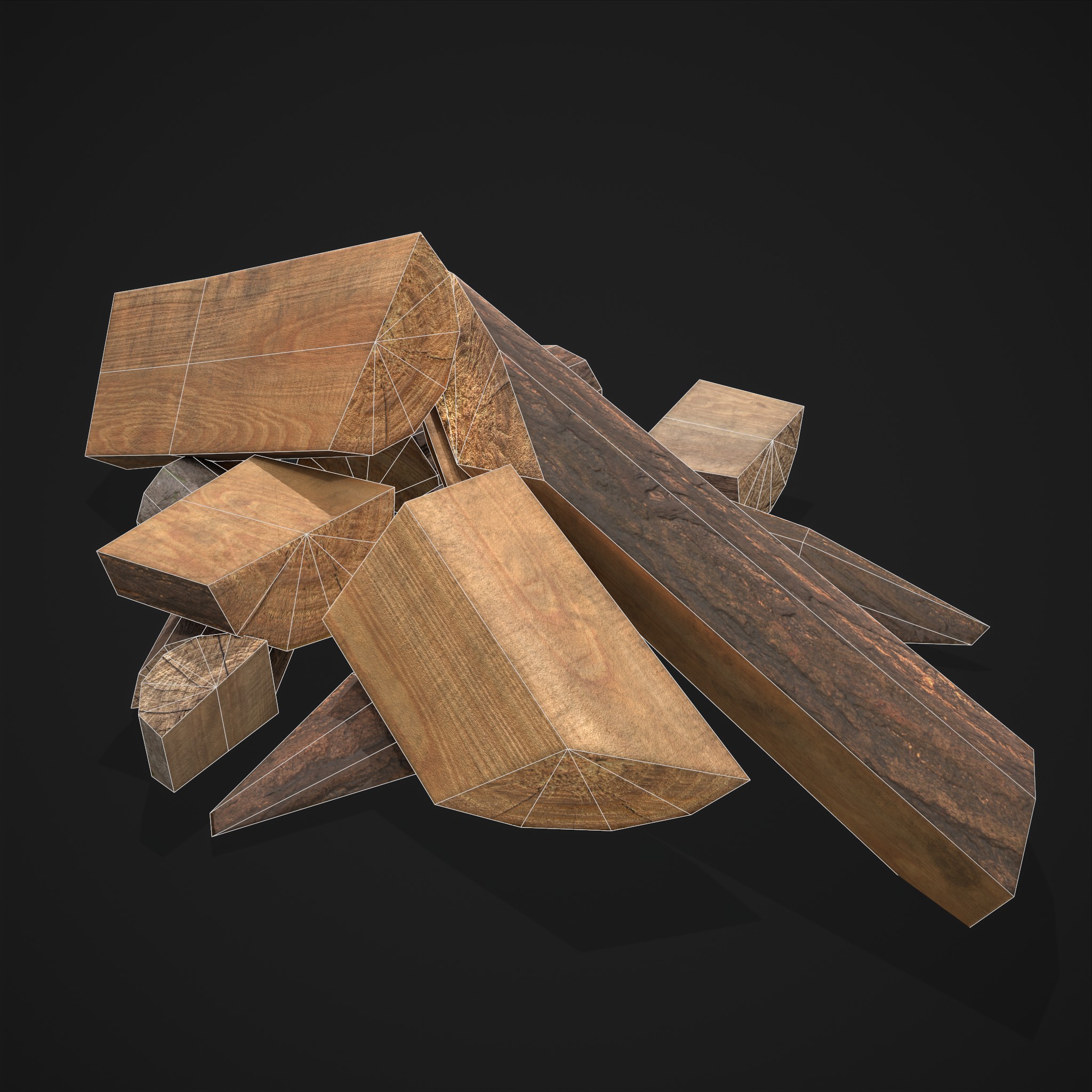 Wood Chunks Pile - 3D Model by Get Dead Entertainment