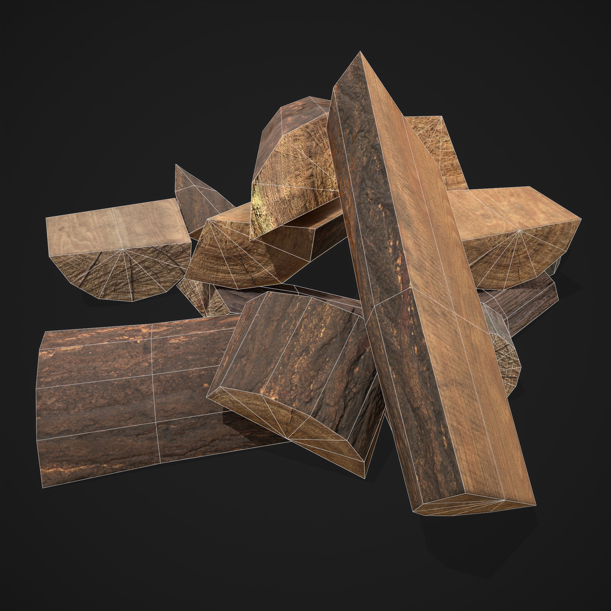 Wood Chunks Pile - 3D Model by Get Dead Entertainment