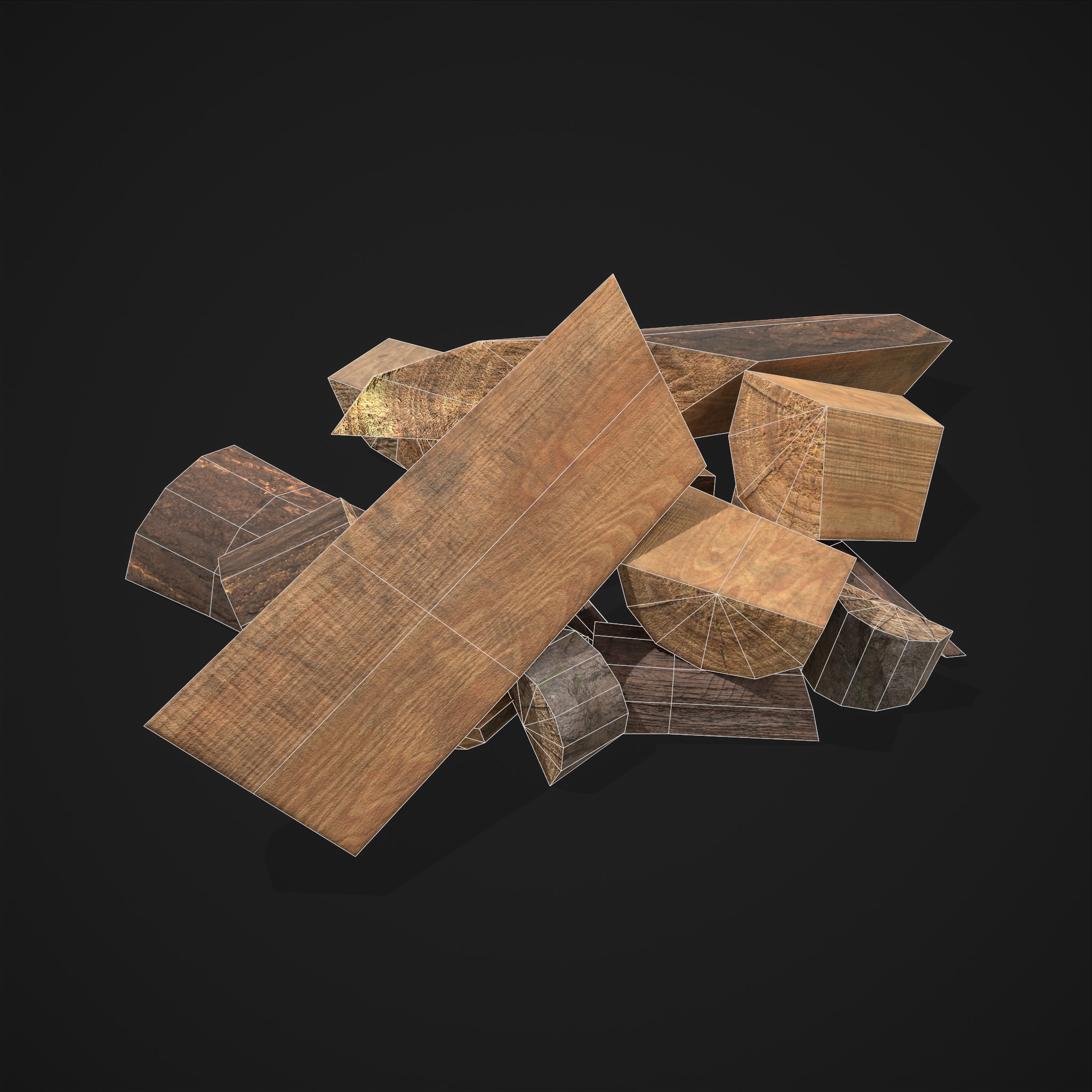 Wood Chunks Pile - 3D Model by Get Dead Entertainment