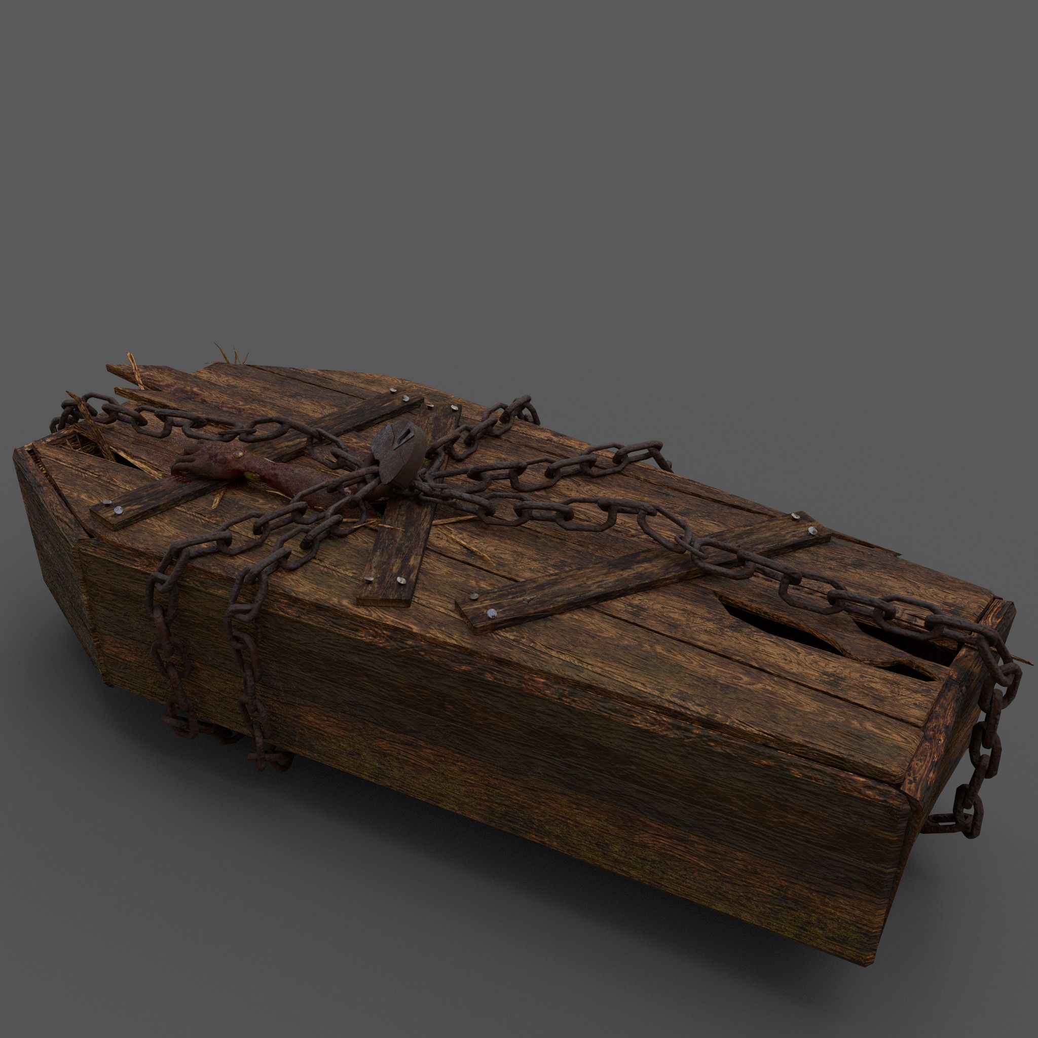 Wood Coffin with Hand - 3D Model by Get Dead Entertainment