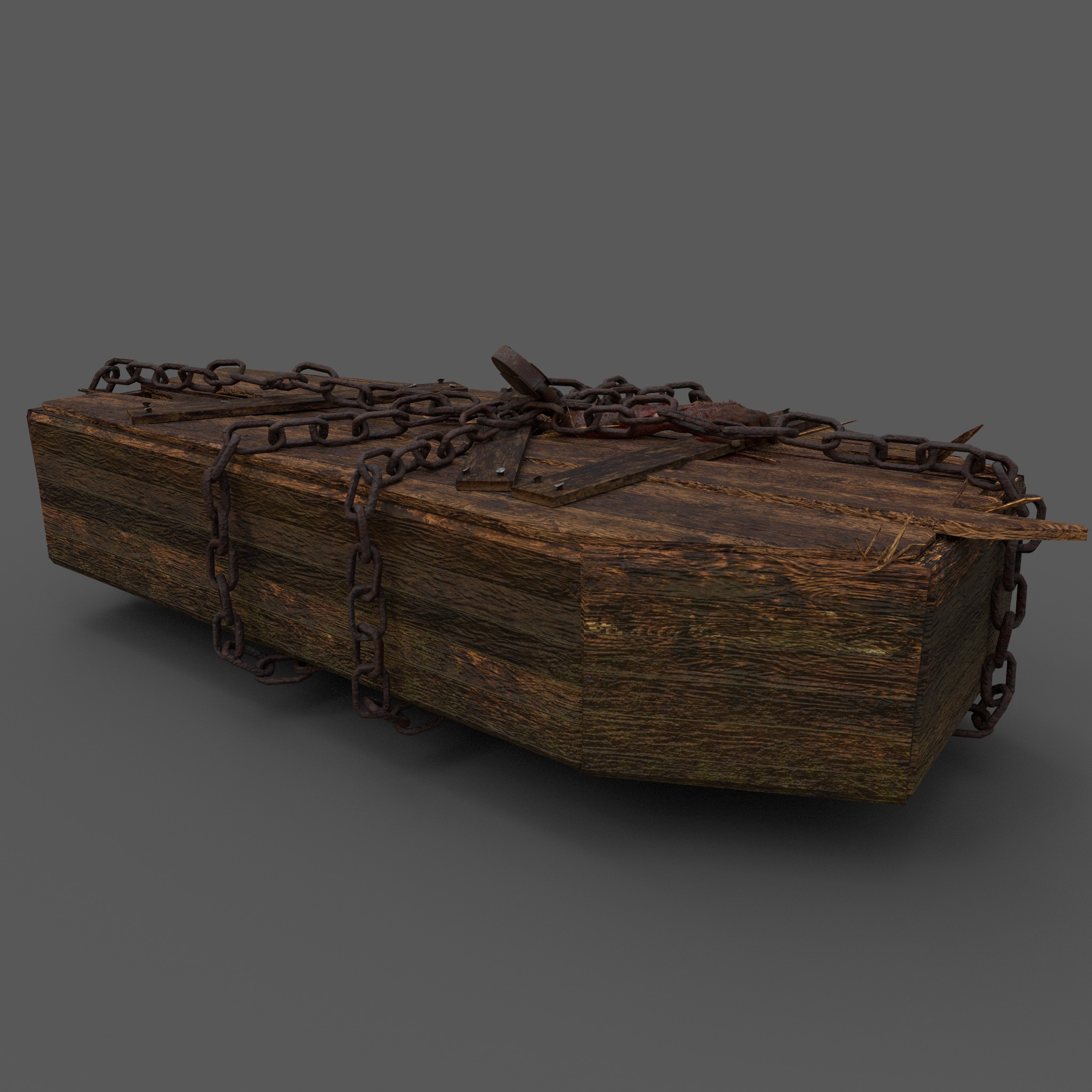 Wood Coffin with Hand - 3D Model by Get Dead Entertainment