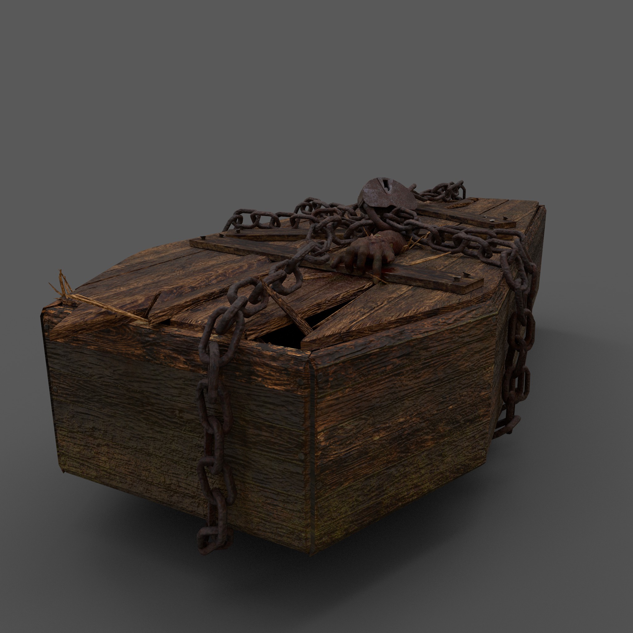 Wood Coffin with Hand - 3D Model by Get Dead Entertainment
