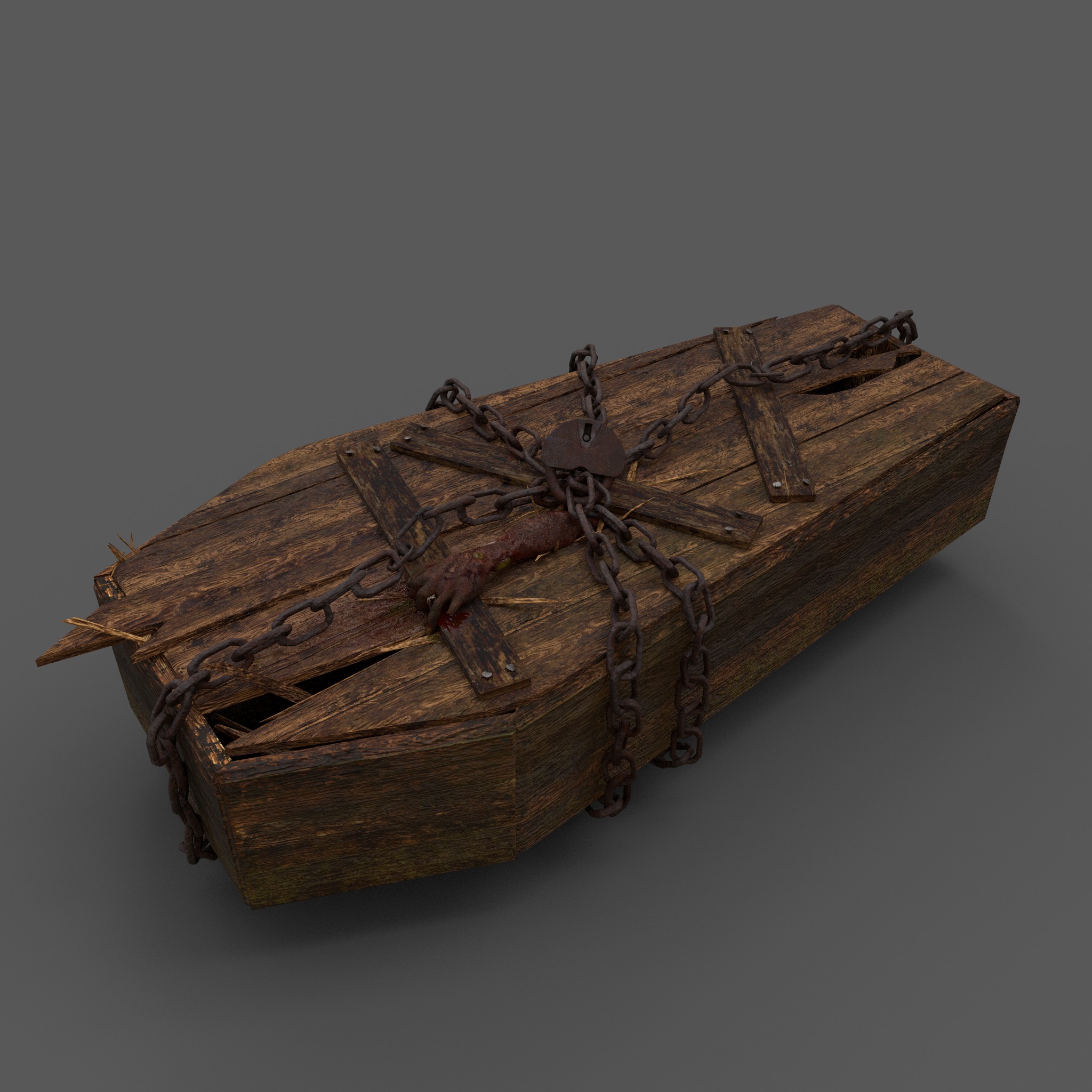 Wood Coffin with Hand - 3D Model by Get Dead Entertainment