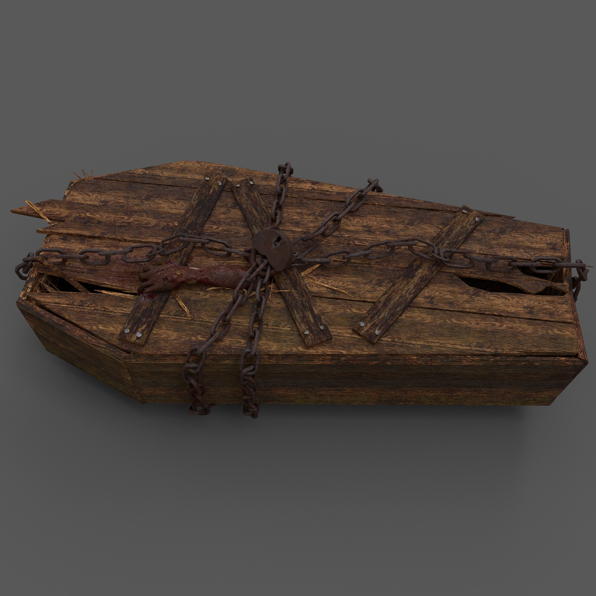Wood Coffin with Hand - 3D Model by Get Dead Entertainment