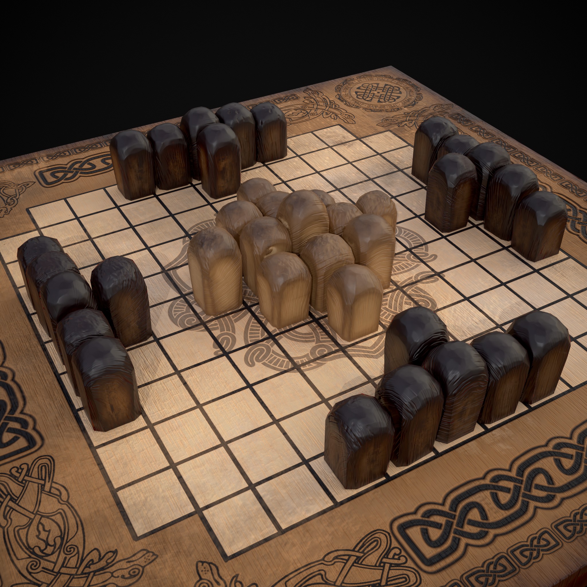 Wooden Carved Hnefatafl Viking Chess Set - 3D Model by Get Dead ...