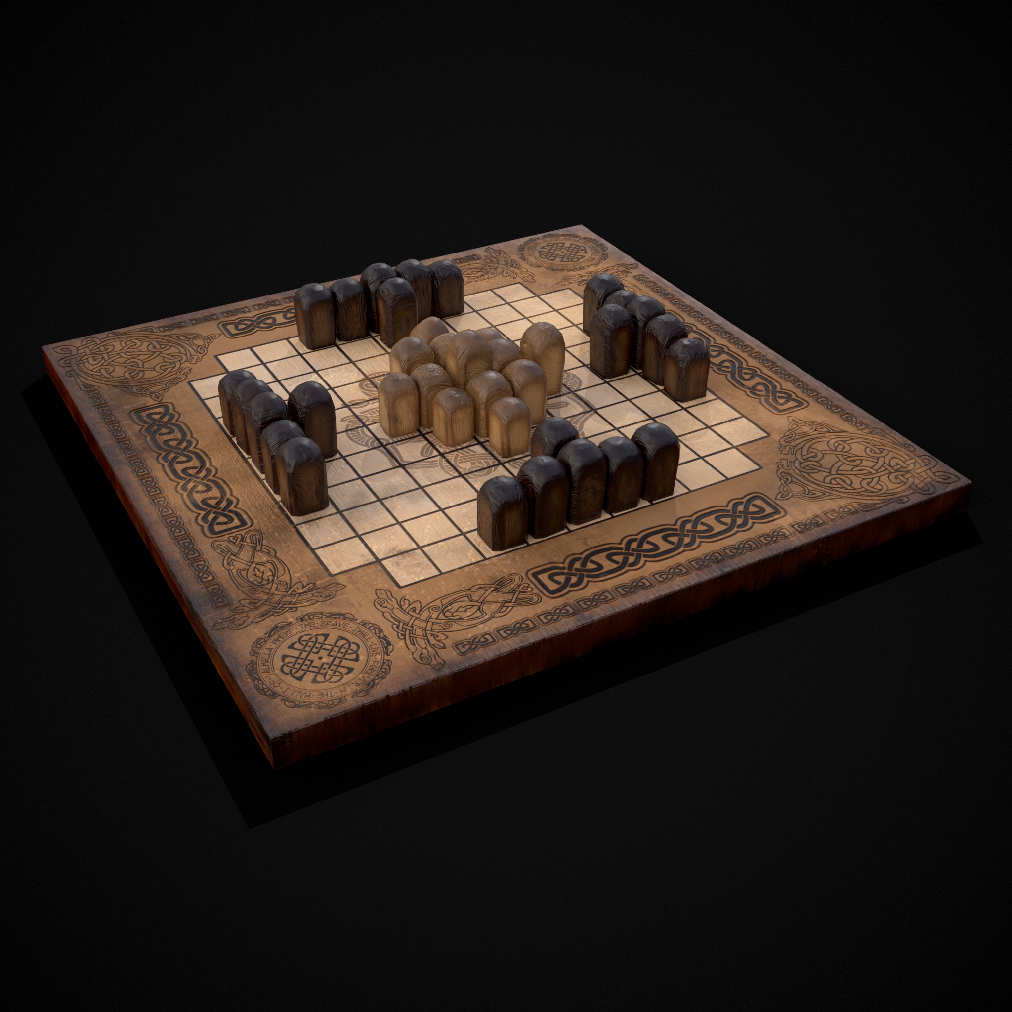 Wooden Carved Hnefatafl Viking Chess Set - 3D Model by Get Dead ...
