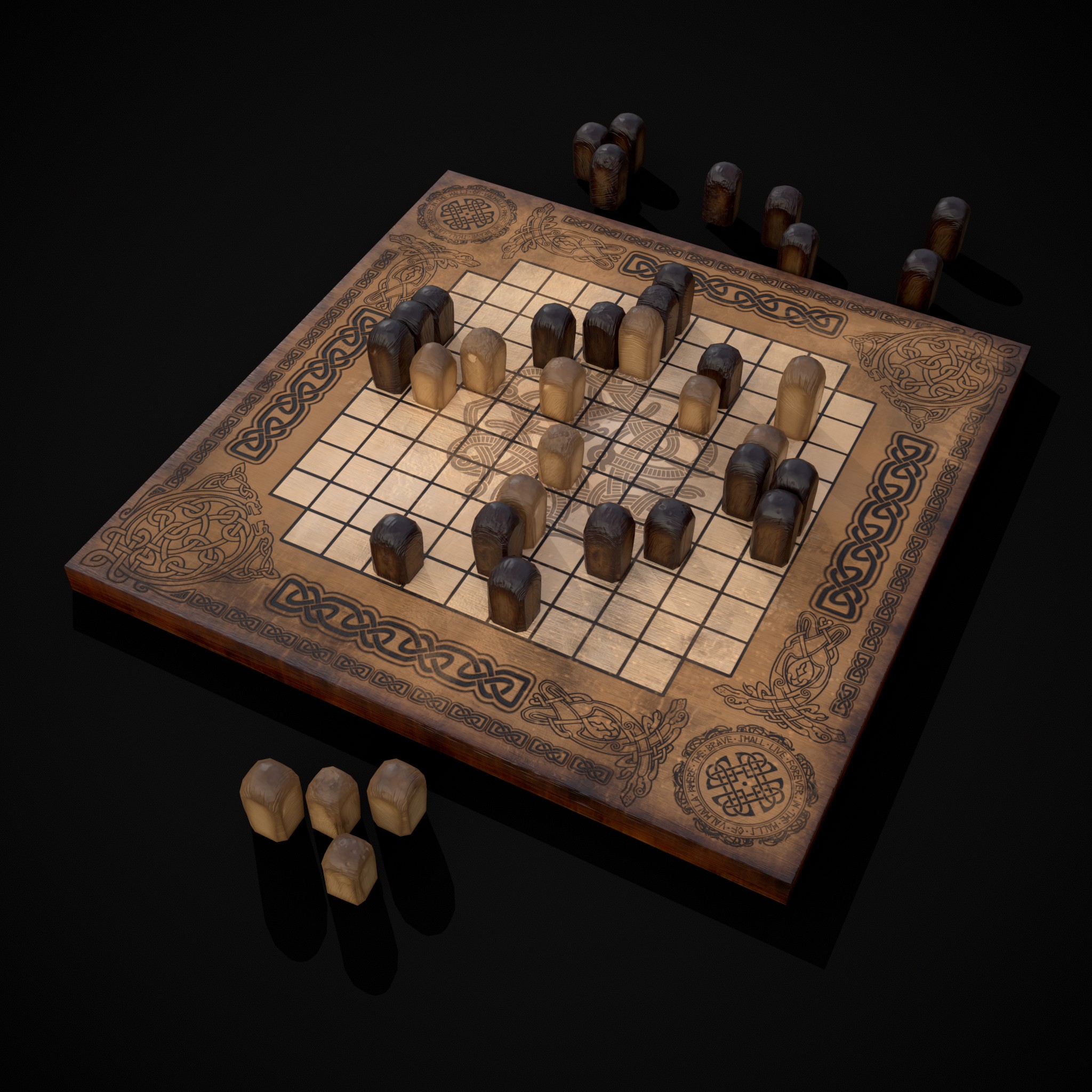 Wooden Carved Hnefatafl Viking Chess Set - 3D Model by Get Dead ...