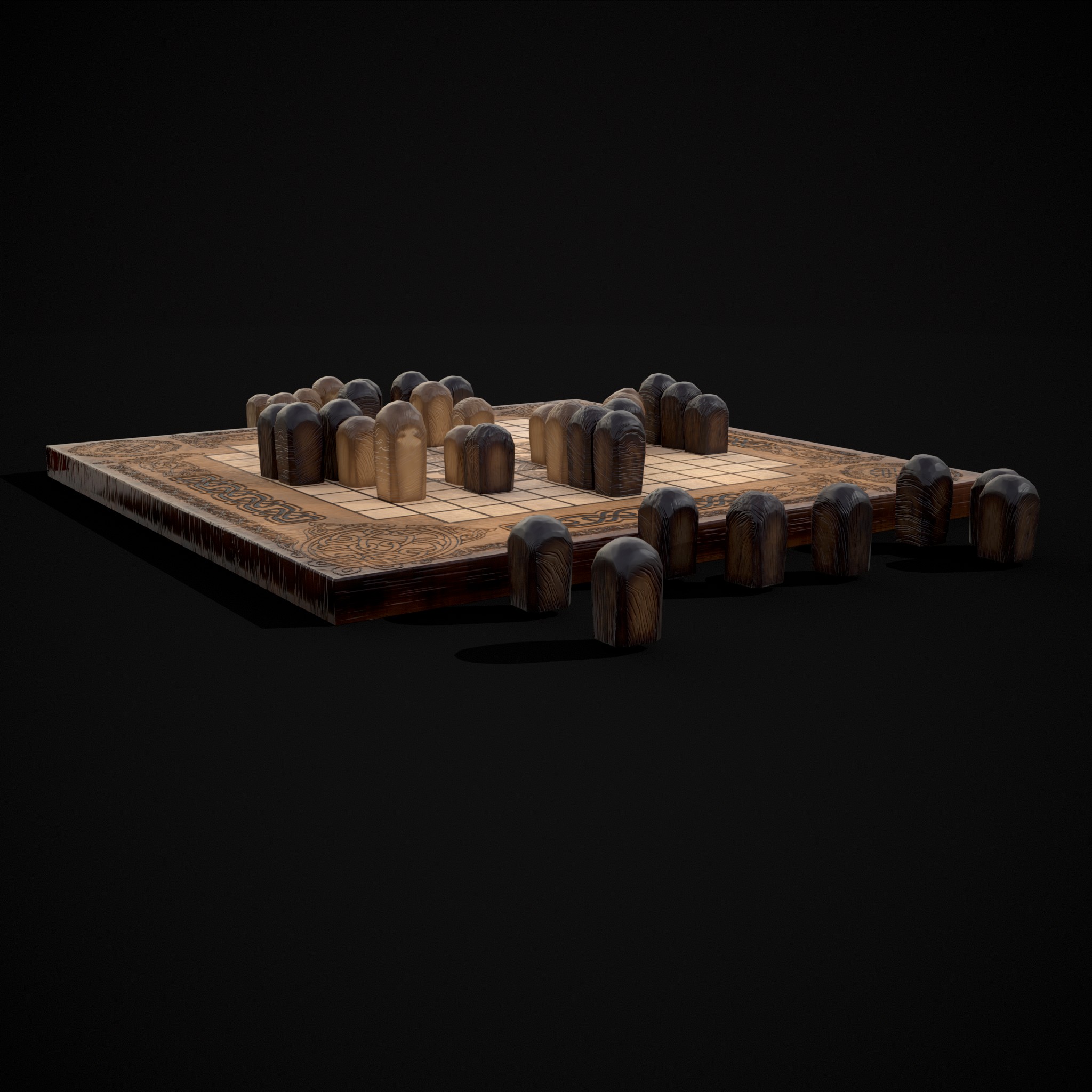 Wooden Carved Hnefatafl Viking Chess Set - 3D Model by Get Dead ...
