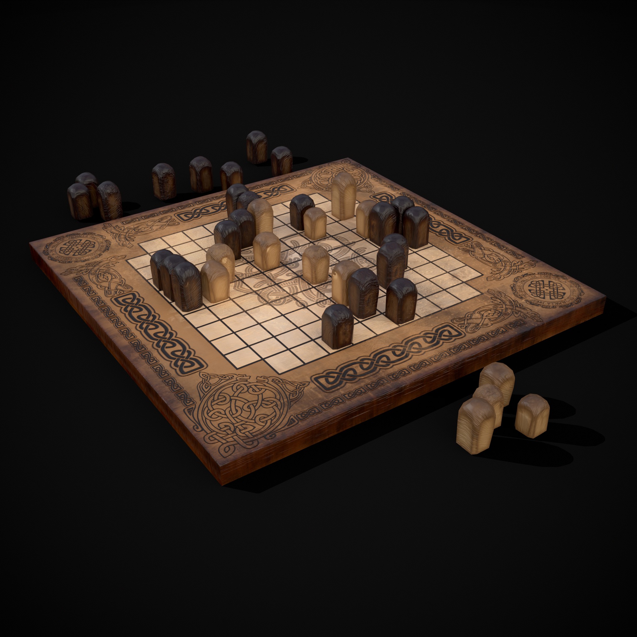 Wooden Carved Hnefatafl Viking Chess Set - 3D Model by Get Dead ...