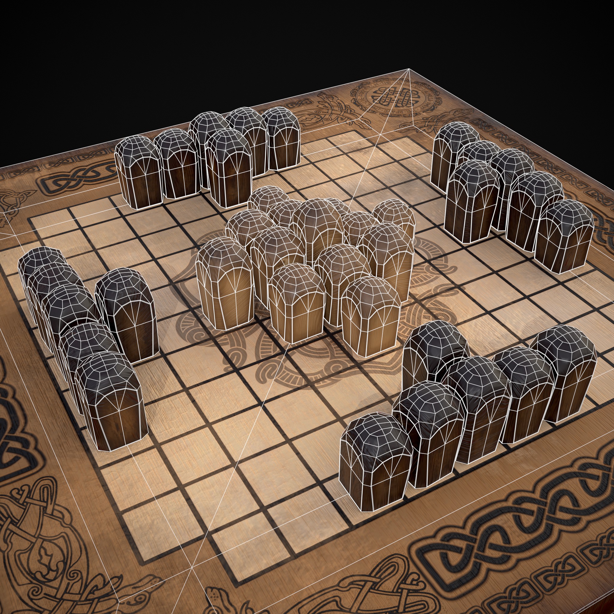 Wooden Carved Hnefatafl Viking Chess Set - 3D Model by Get Dead ...