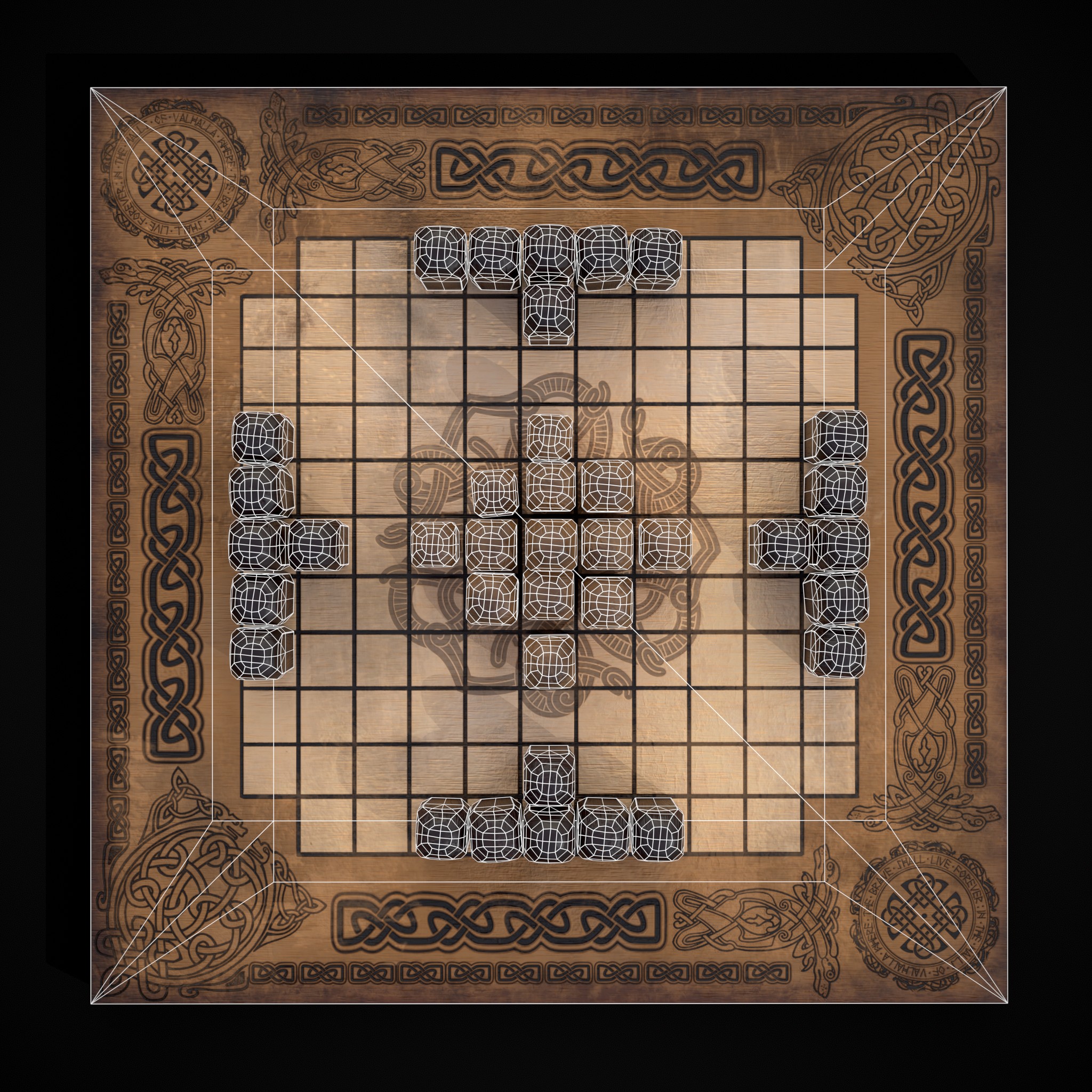 Wooden Carved Hnefatafl Viking Chess Set - 3D Model by Get Dead ...