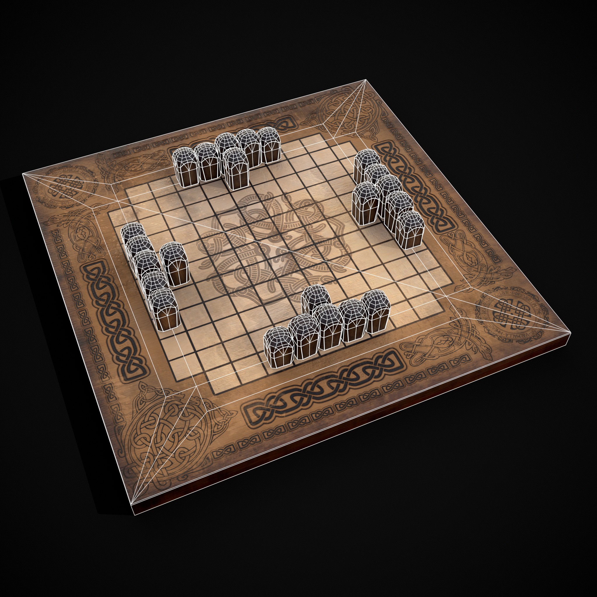 Wooden Carved Hnefatafl Viking Chess Set - 3D Model by Get Dead ...